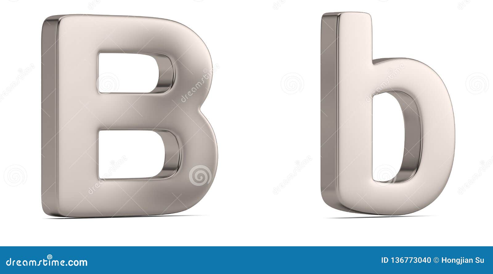 Letter B from Steel Solid Alphabet Isolated on White Background. 3D ...