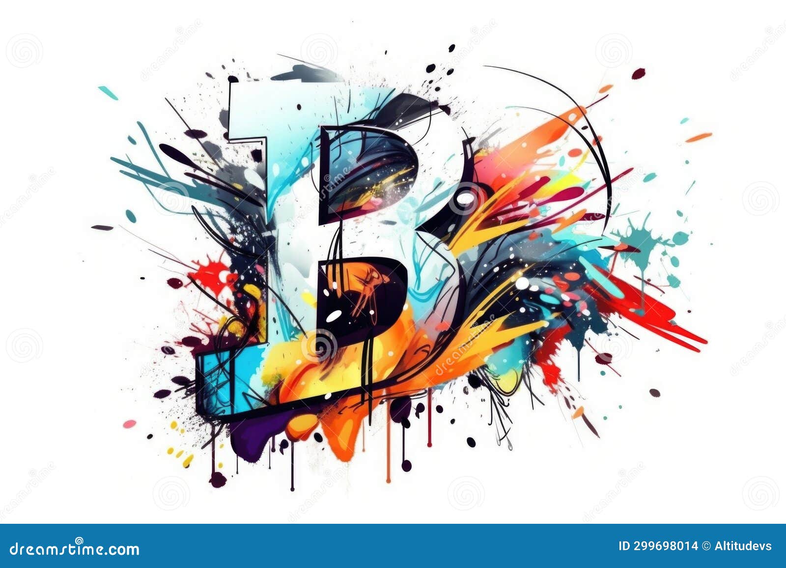 Letter B, Street Art Style, on White Background Stock Illustration ...
