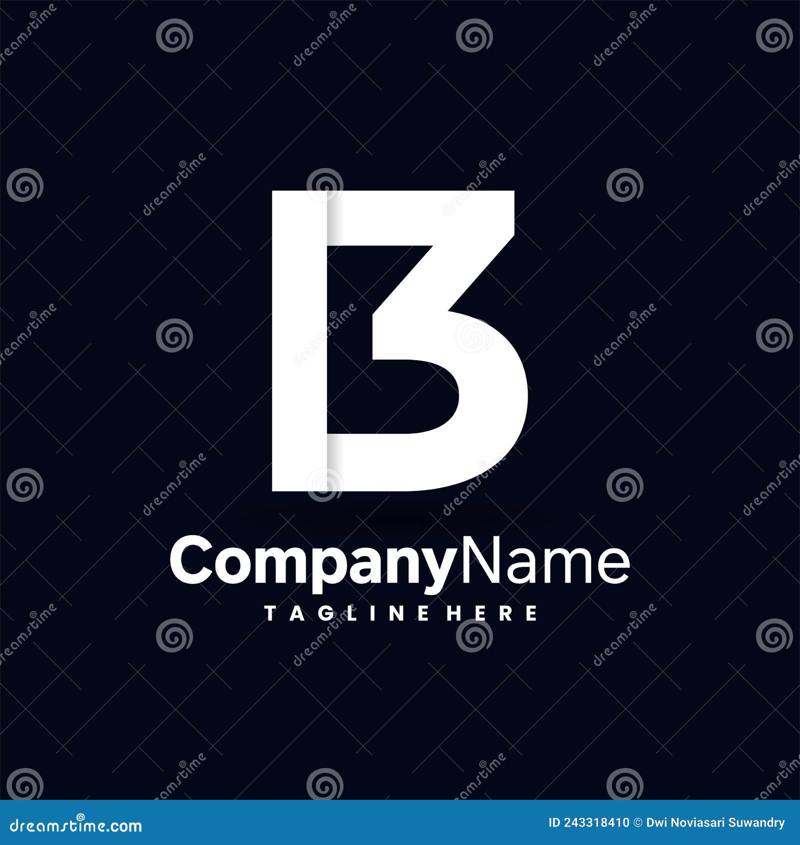 Letter B and Three Logo Design Stock Vector - Illustration of company ...