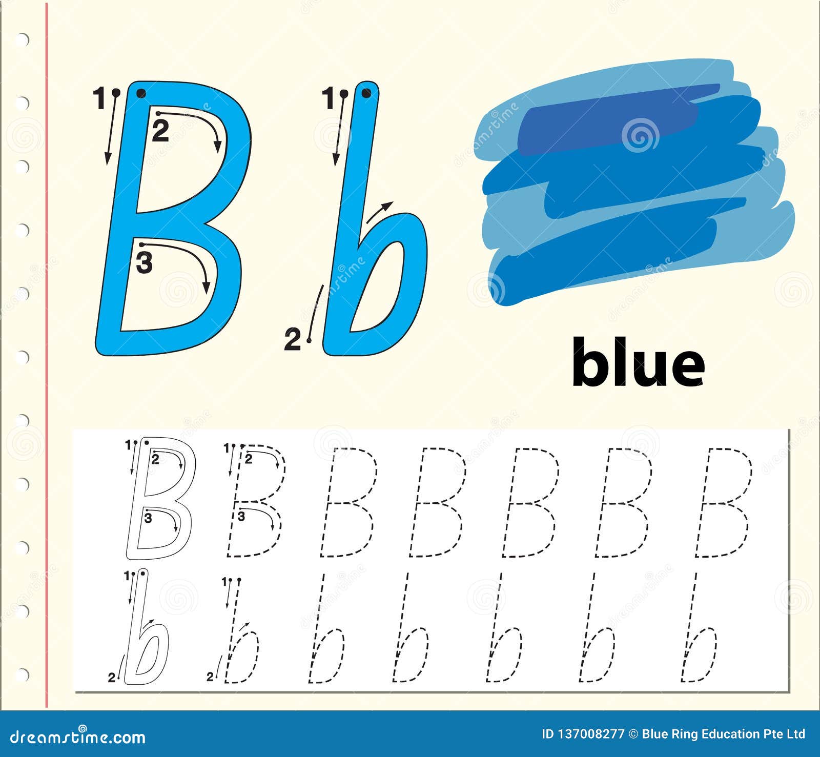Letter B Tracing Alphabet Worksheets Stock Vector - Illustration of ...