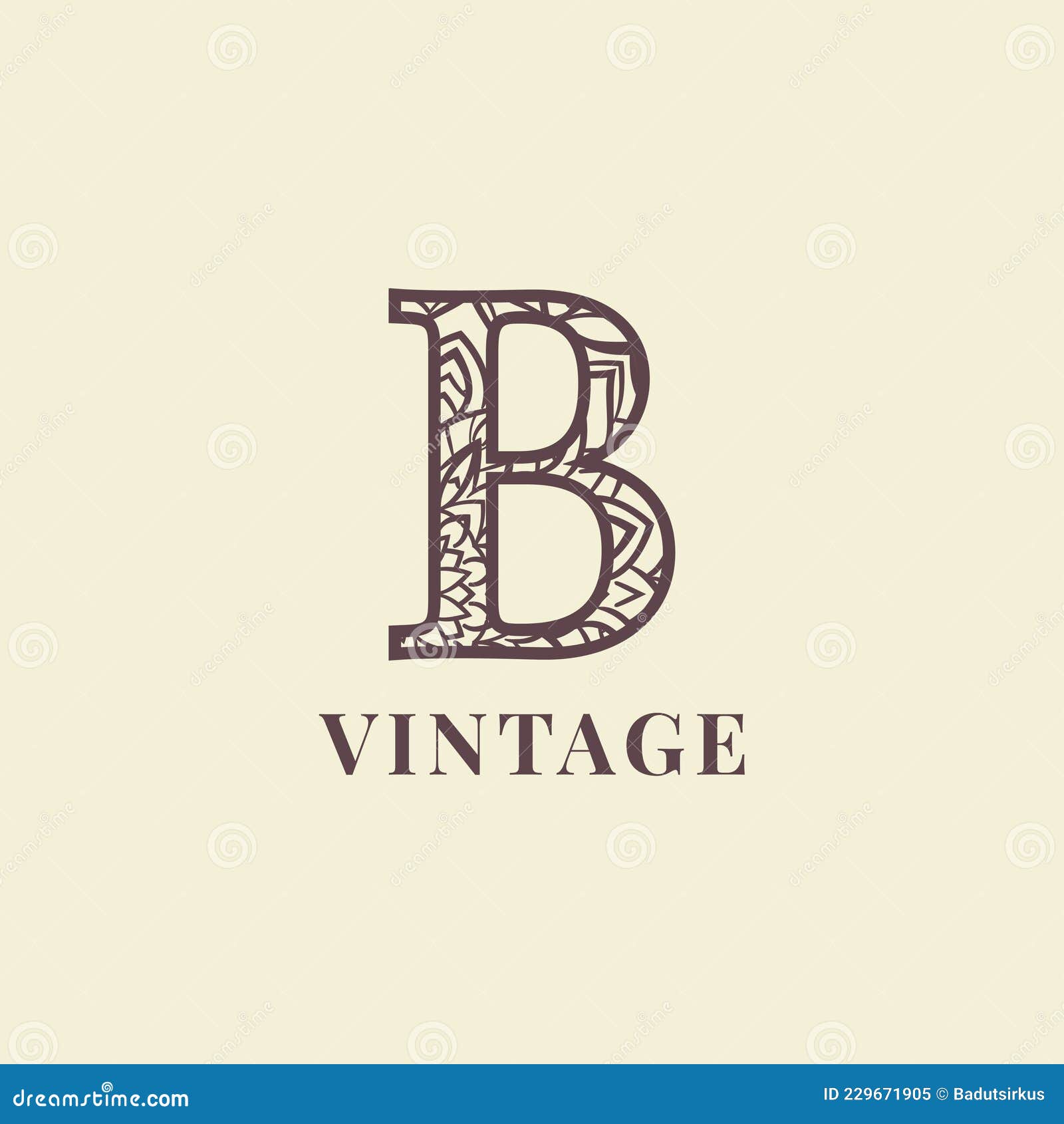 Letter B Vintage Decoration Logo Stock Vector - Illustration of label ...