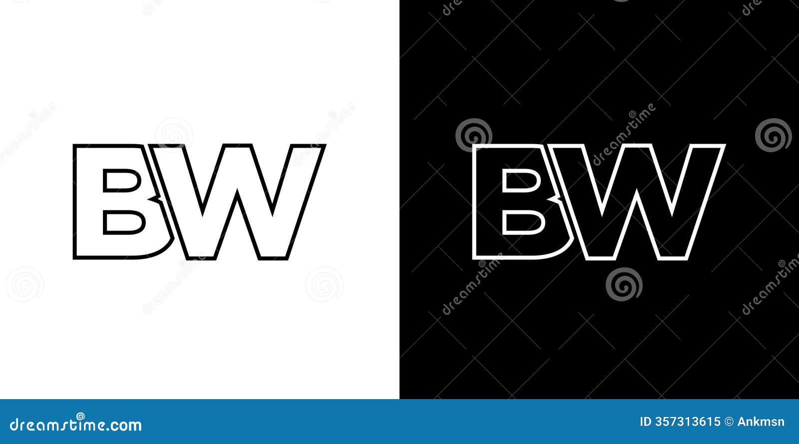 Letter B And W, BW Logo Design Template. Minimal Monogram Initial Based ...