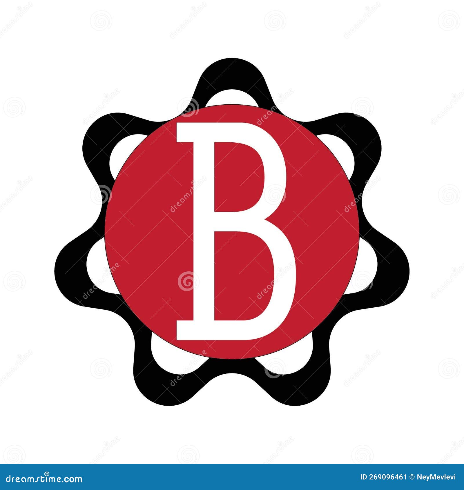Letter B White Color with Red Circle and Black Waves Stock Illustration ...