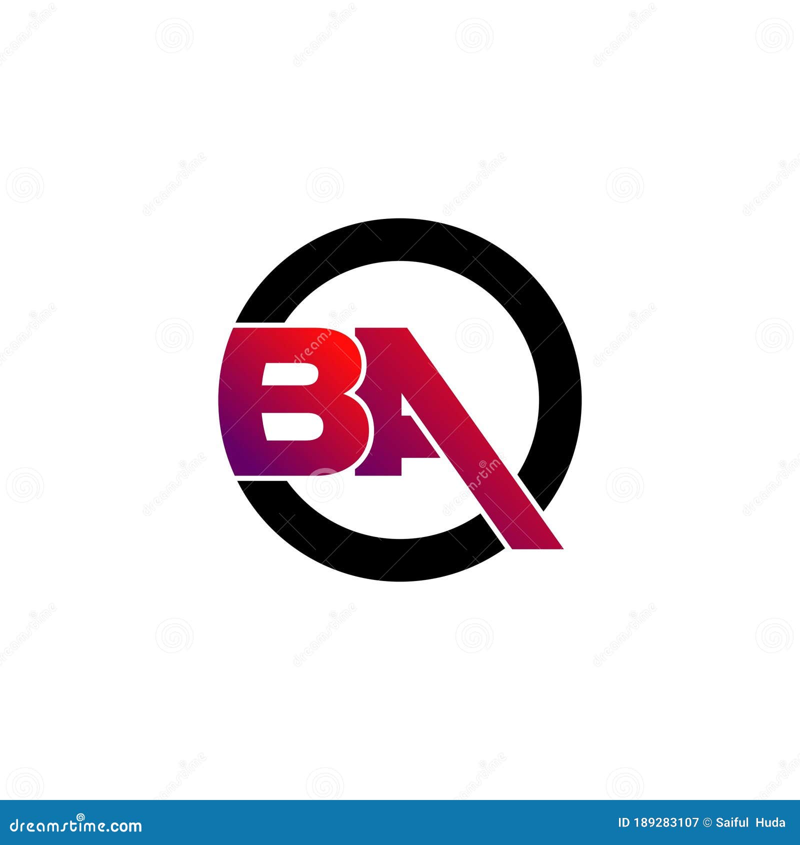Letter BA Circle Monogram Logo Icon Design Vector. Stock Vector ...
