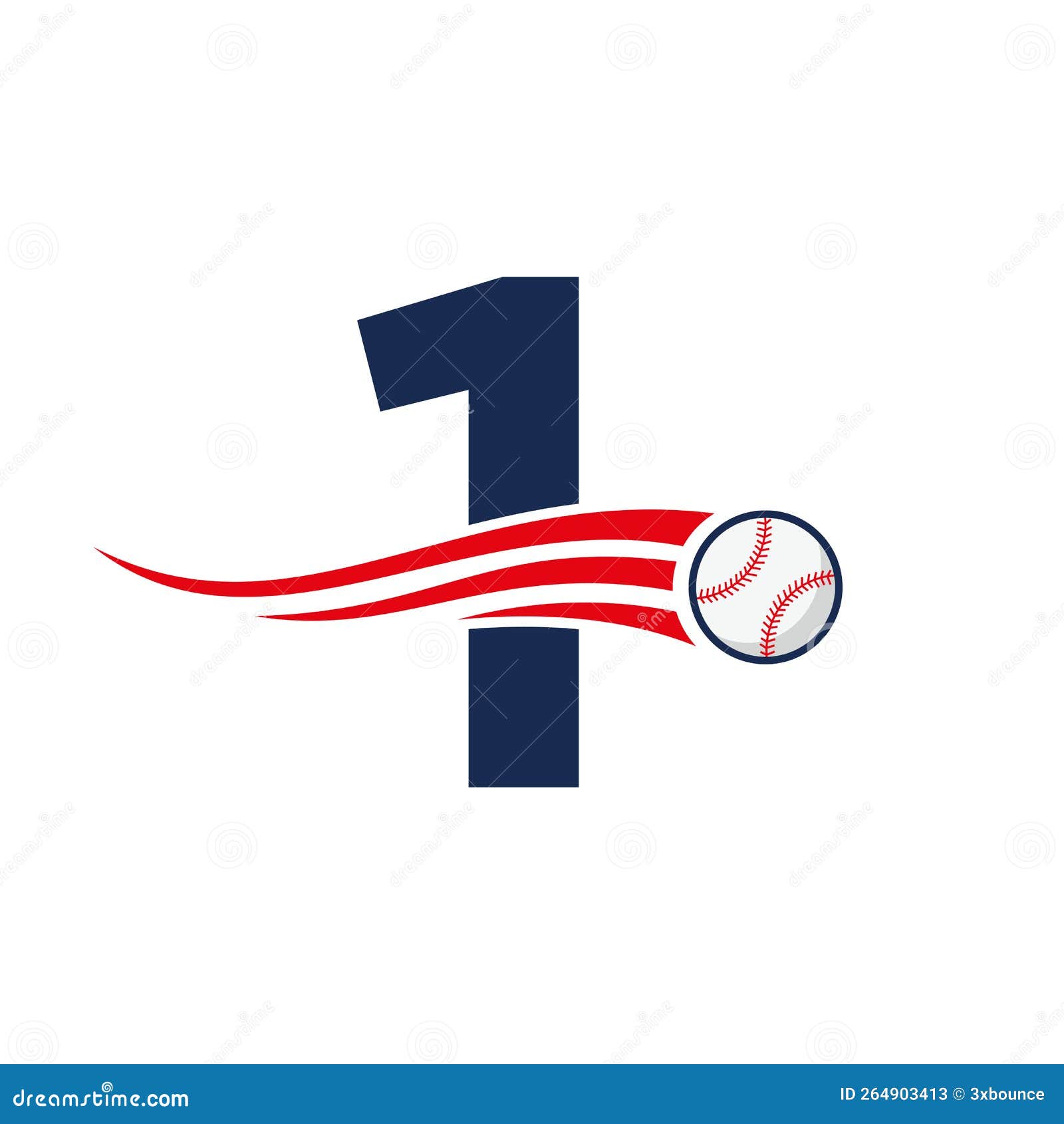 Letter 1 Baseball Logo Concept with Moving Baseball Icon Vector ...