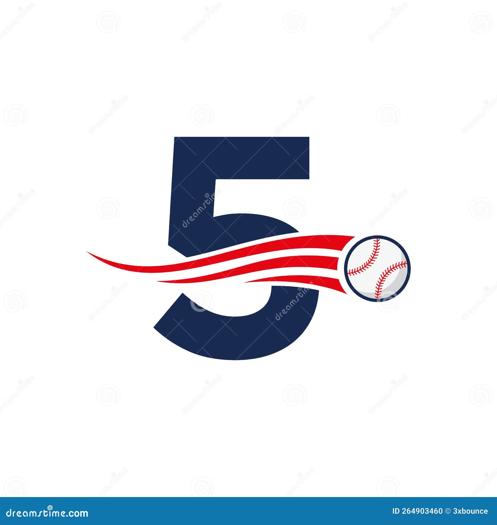 Letter 5 Baseball Logo Concept with Moving Baseball Icon Vector ...