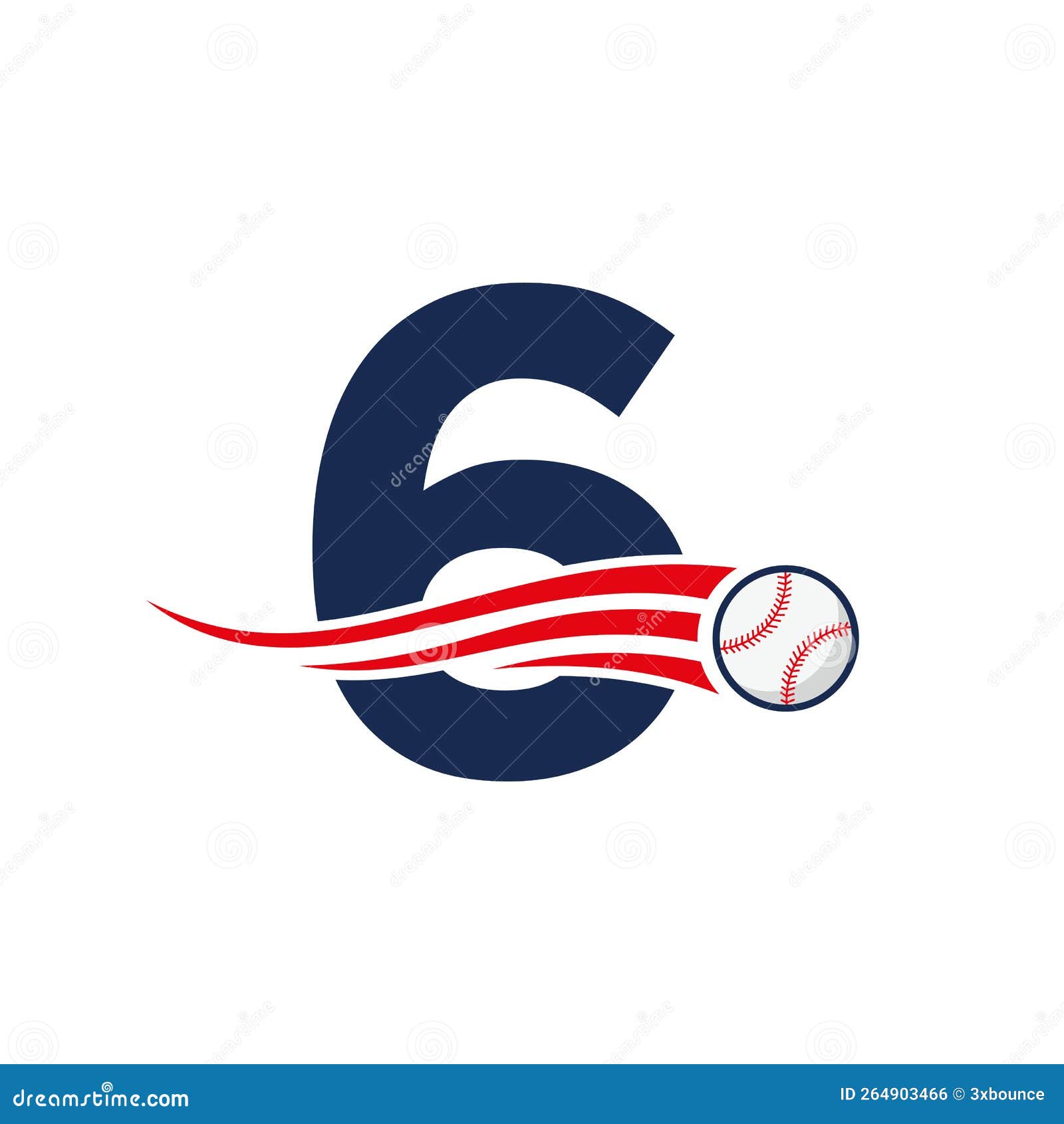 Letter 6 Baseball Logo Concept with Moving Baseball Icon Template Stock ...