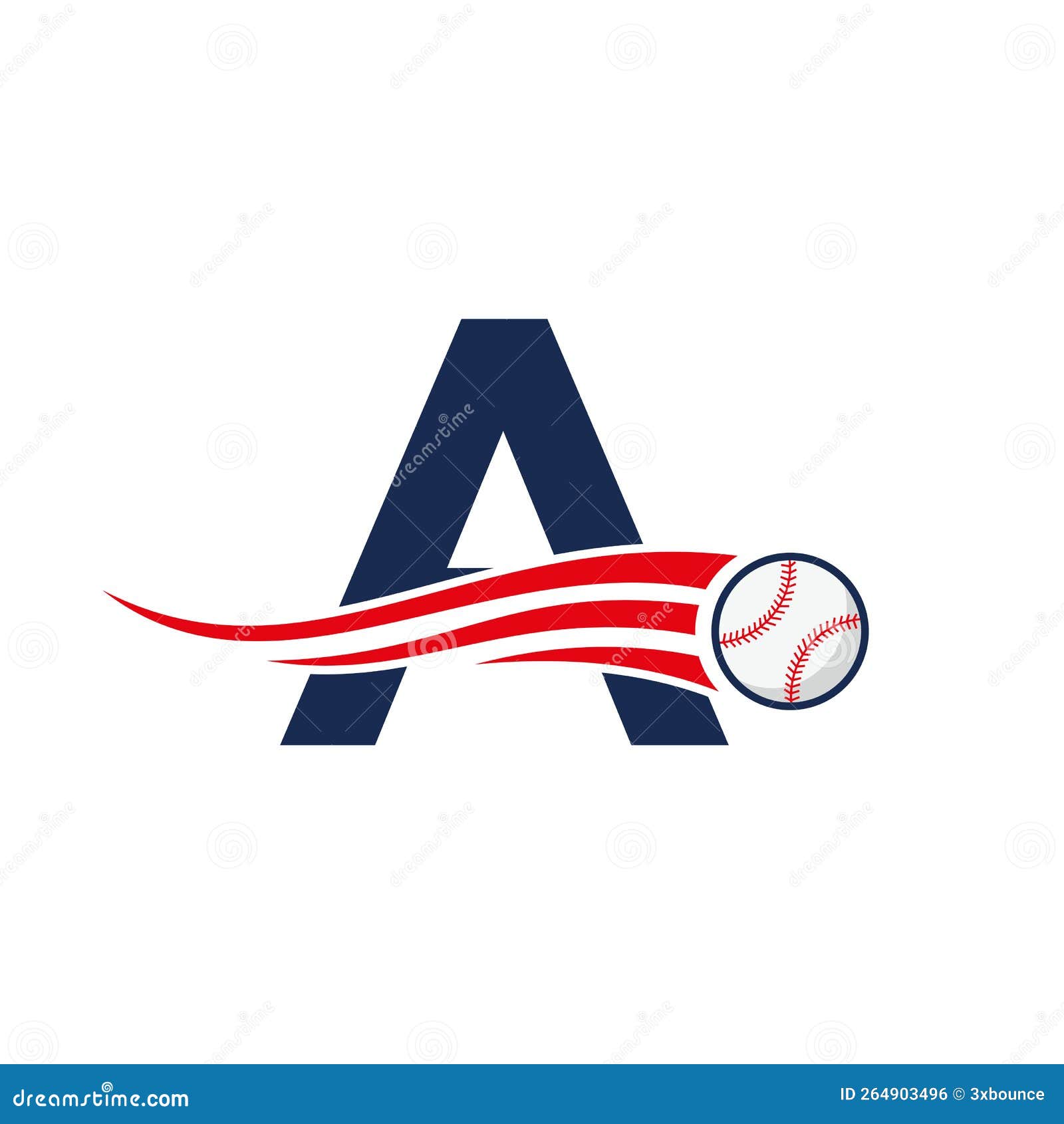 Letter a Baseball Logo Concept with Moving Baseball Icon Vector ...