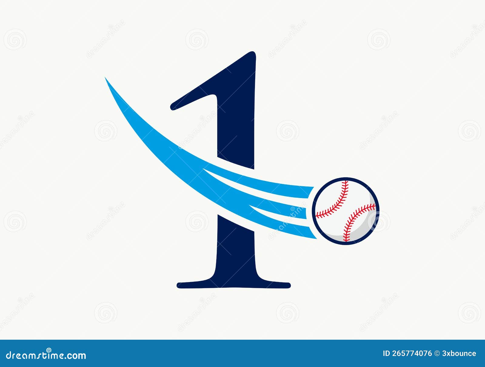 Letter 1 Baseball Logo Concept with Moving Baseball Icon Vector ...