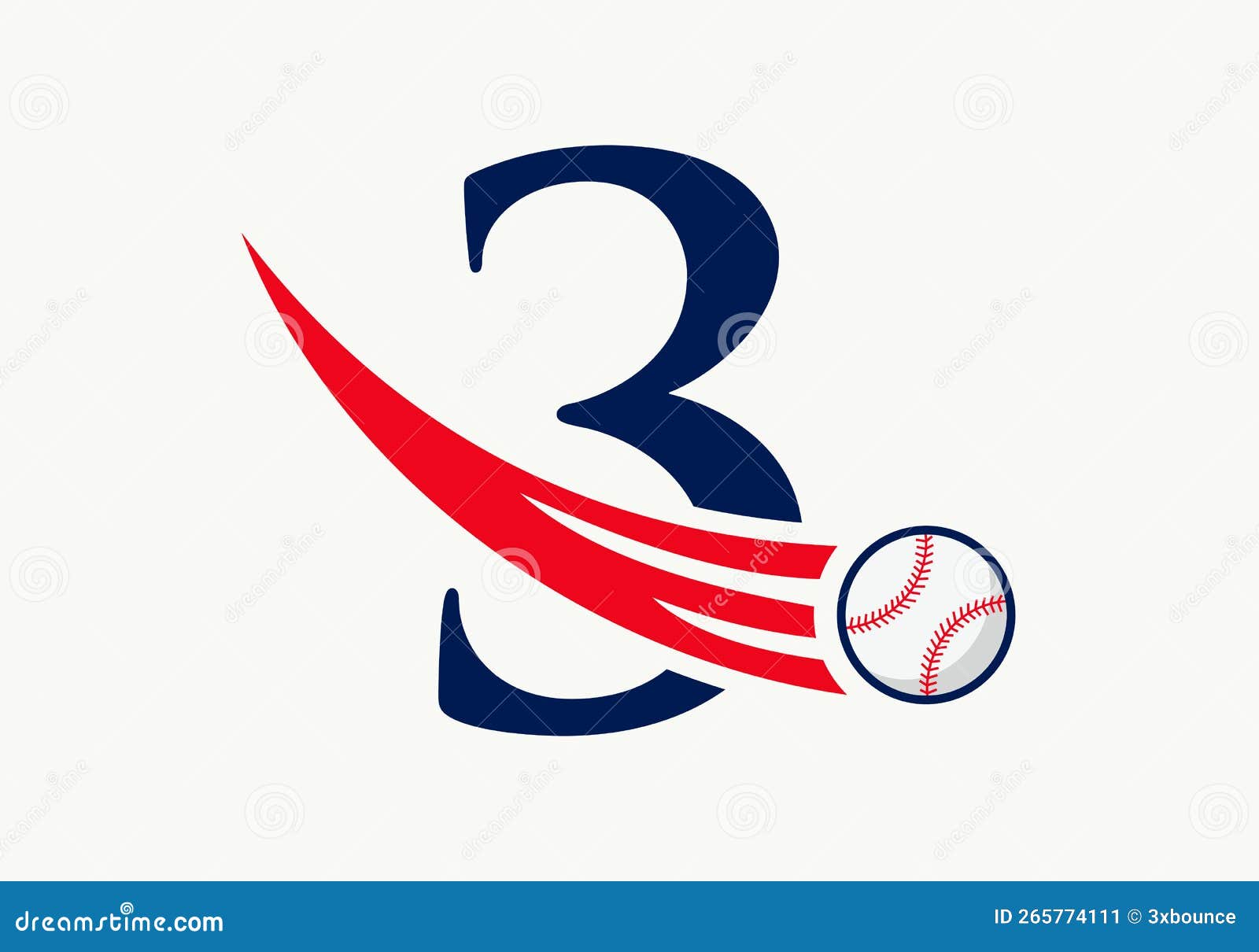 Letter 3 Baseball Logo Concept with Moving Baseball Icon Vector ...