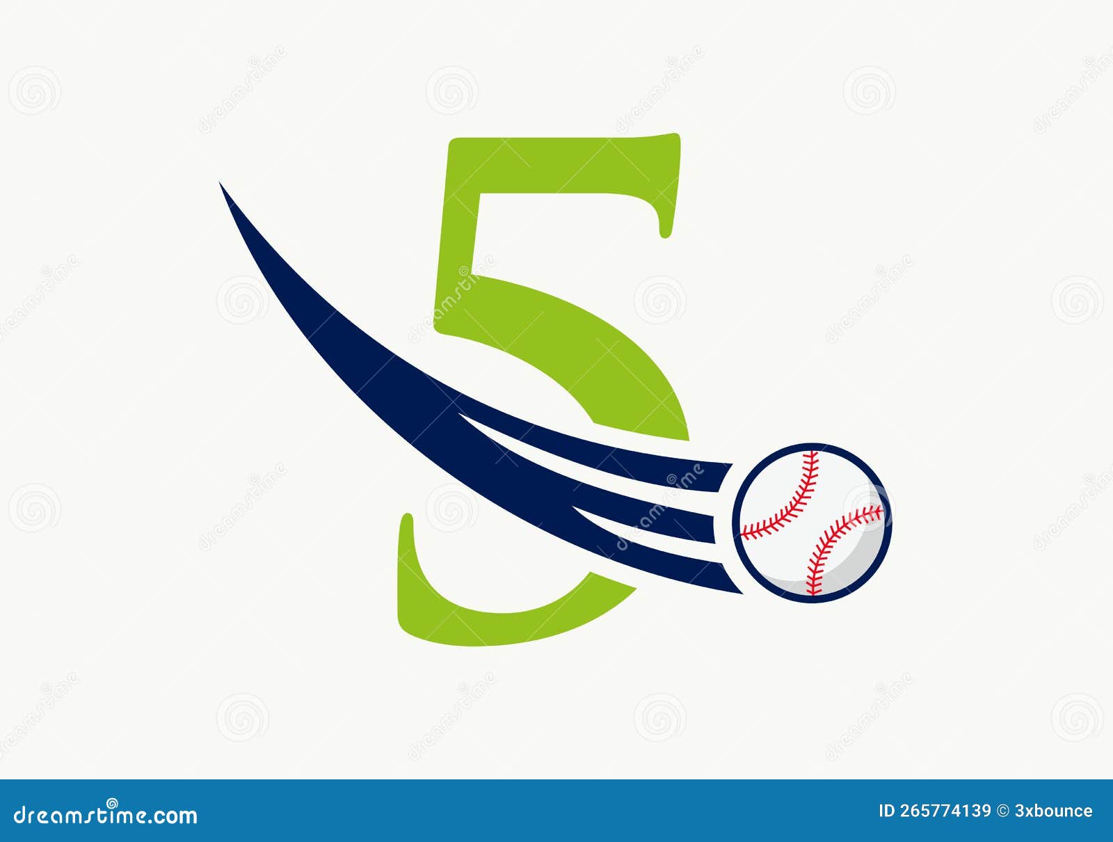 Letter 5 Baseball Logo Concept with Moving Baseball Icon Vector ...
