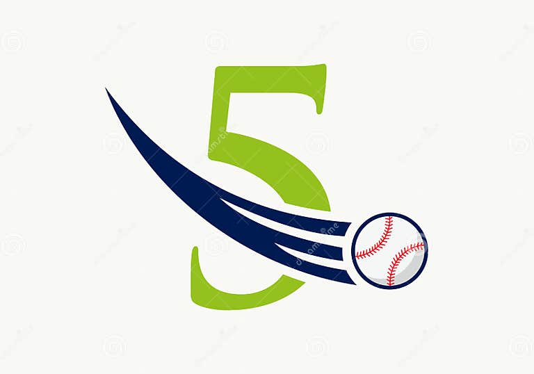 Letter 5 Baseball Logo Concept with Moving Baseball Icon Vector ...