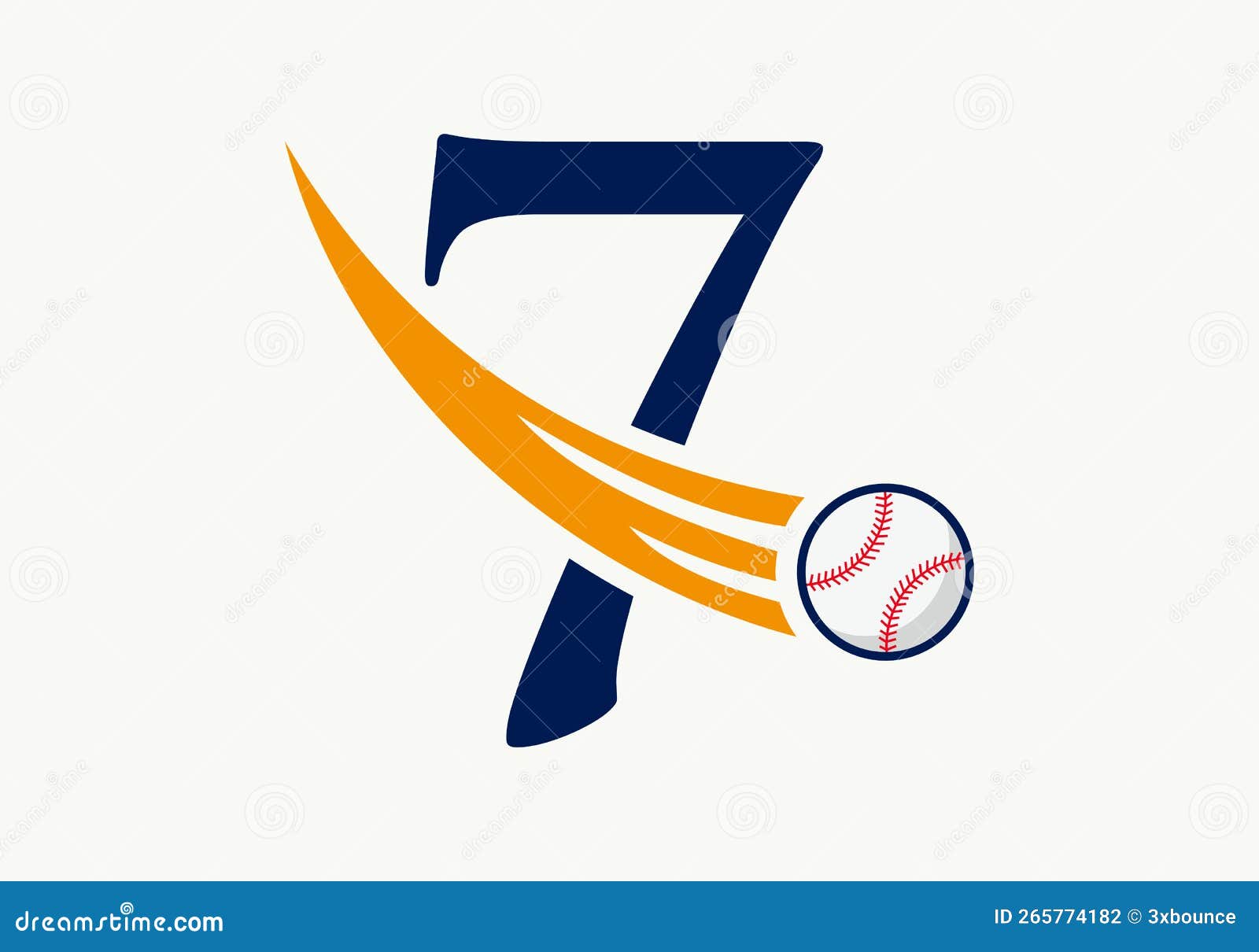 Letter 7 Baseball Logo Concept with Moving Baseball Icon Vector ...