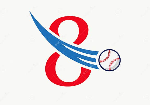 Letter 8 Baseball Logo Concept with Moving Baseball Icon Vector ...