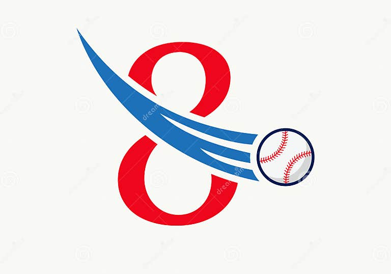 Letter 8 Baseball Logo Concept with Moving Baseball Icon Vector ...