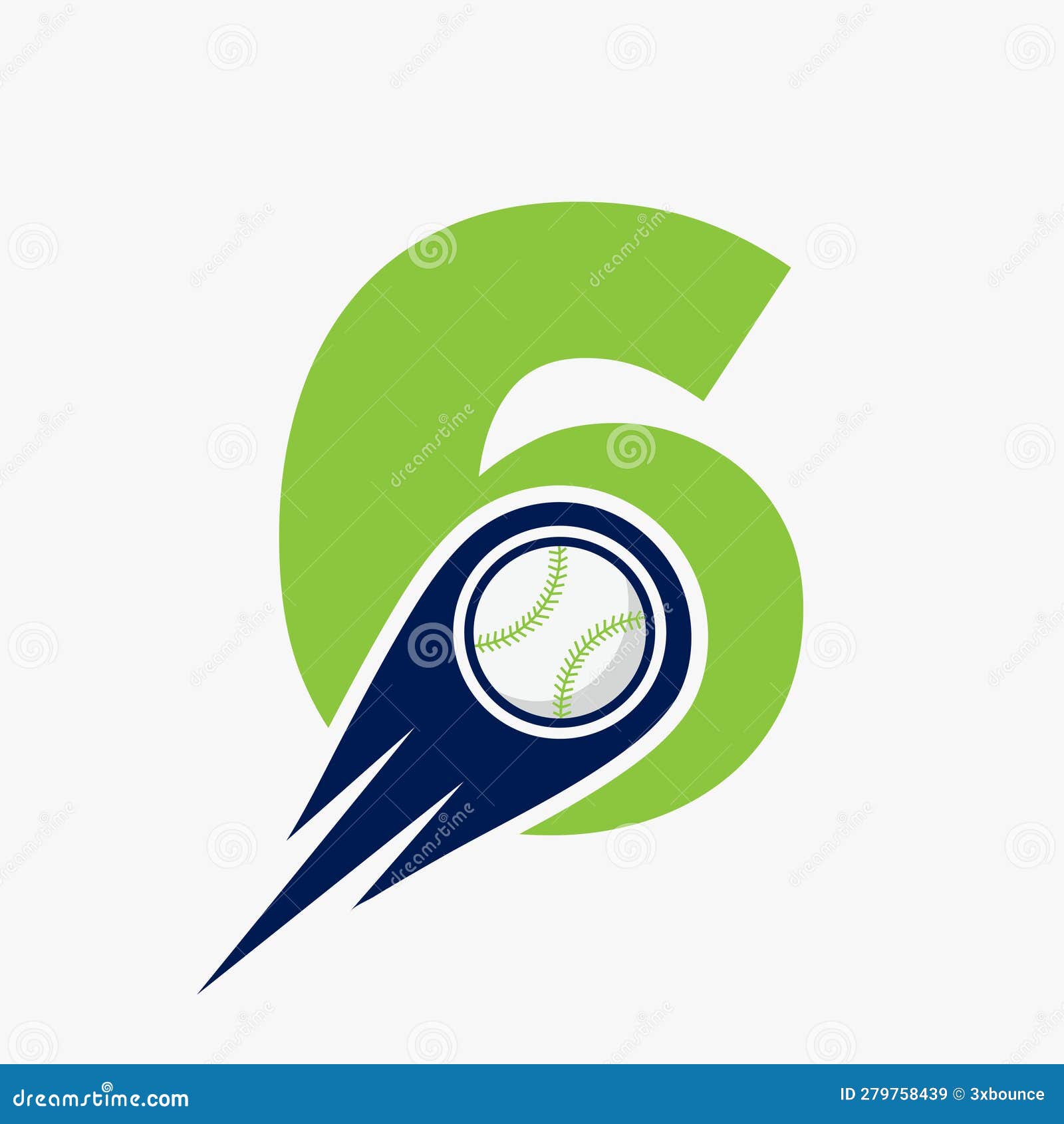Letter 6 Baseball Logo Concept with Moving Baseball Icon Vector ...