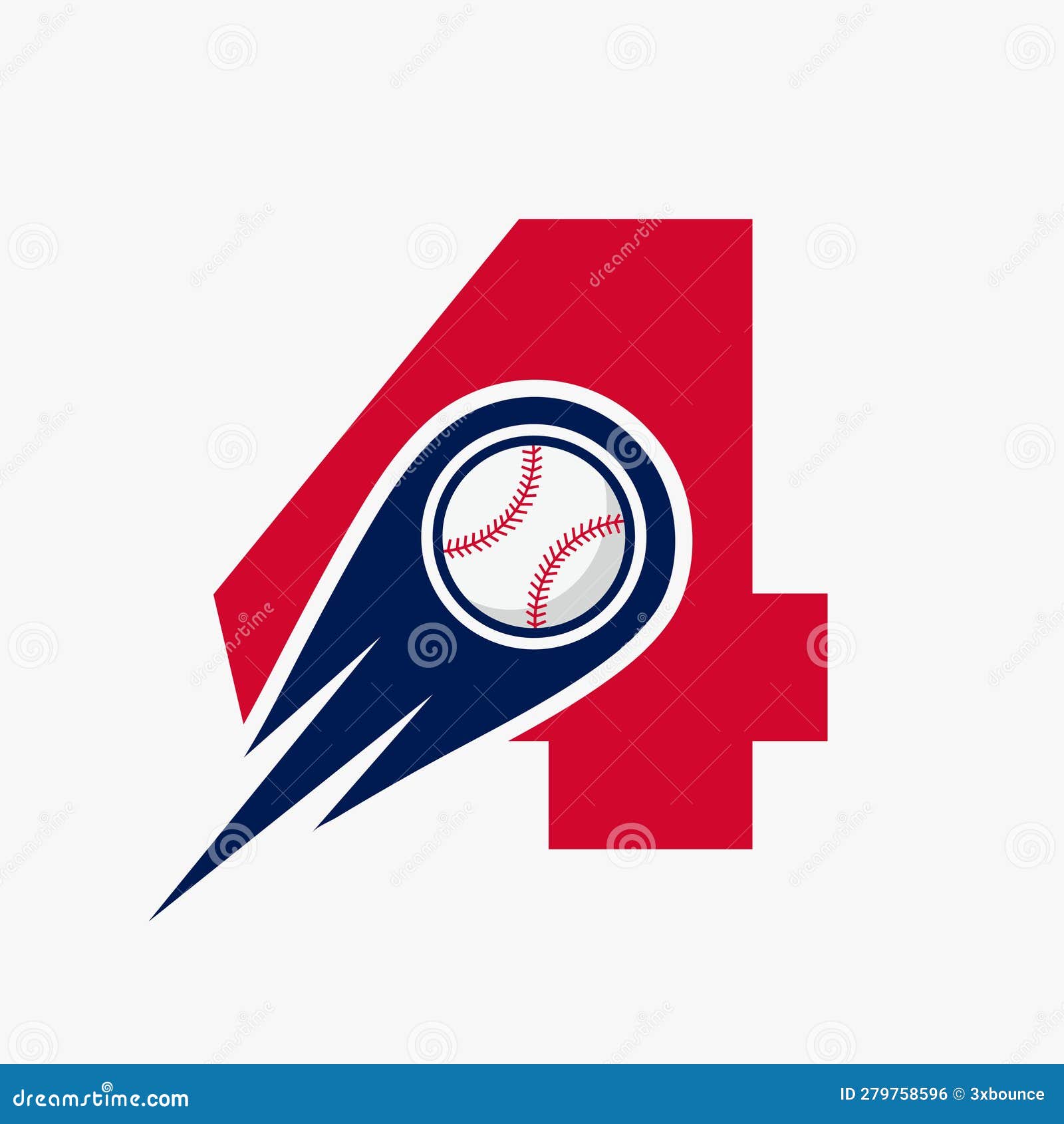 Letter 4 Baseball Logo Concept with Moving Baseball Icon Vector ...
