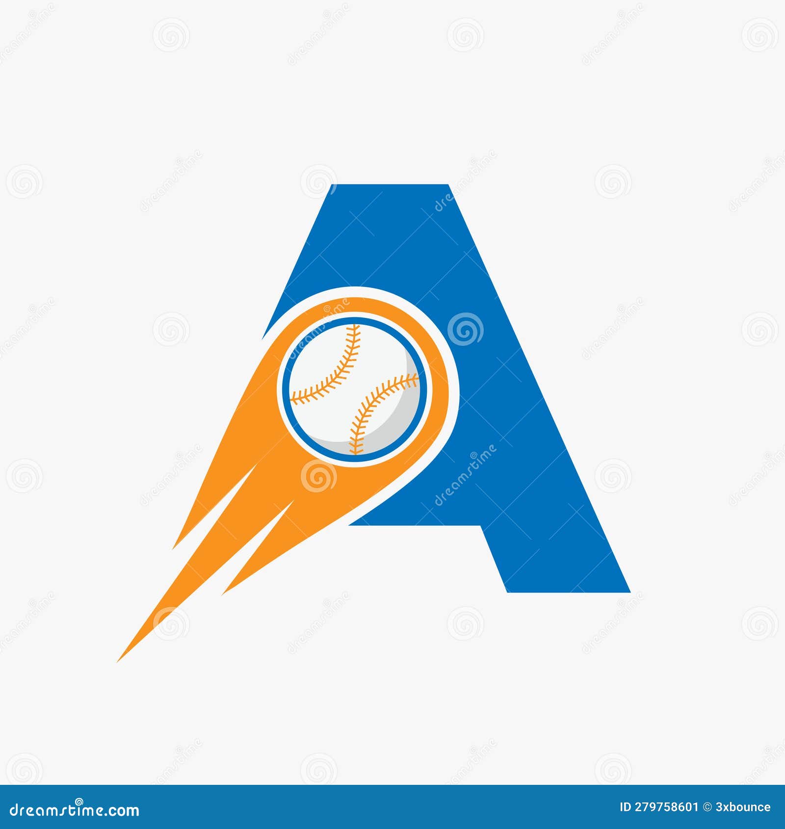 Letter a Baseball Logo Concept with Moving Baseball Icon Vector ...