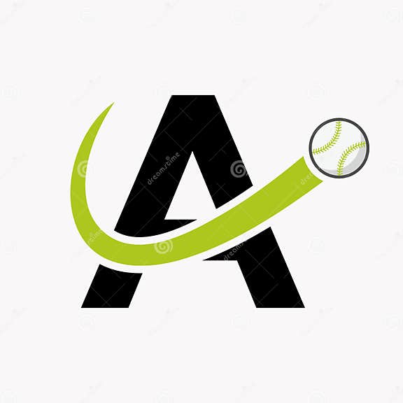 Letter a Baseball Logo Concept with Moving Baseball Icon Vector ...