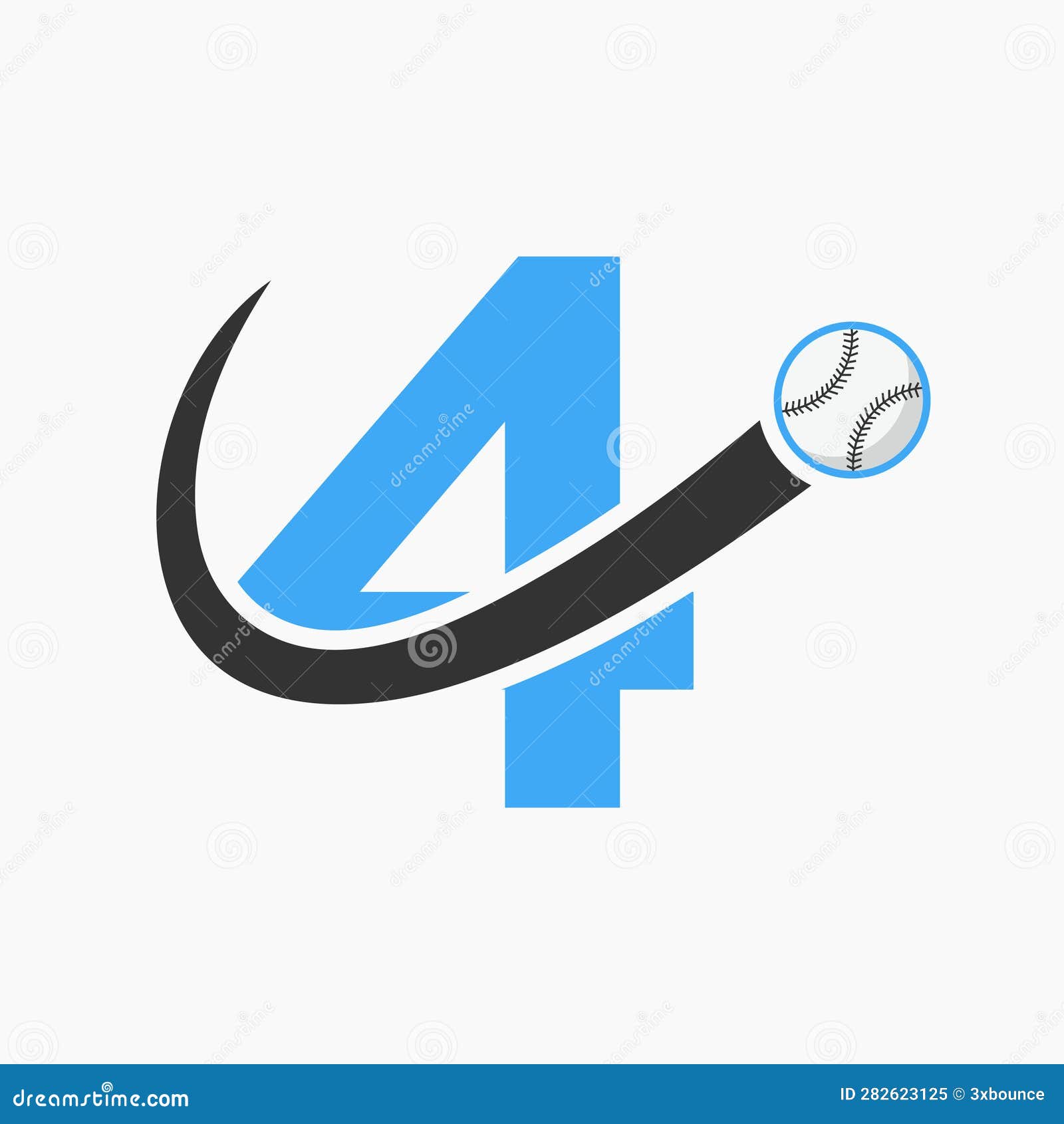 Letter 4 Baseball Logo Concept with Moving Baseball Icon Vector ...