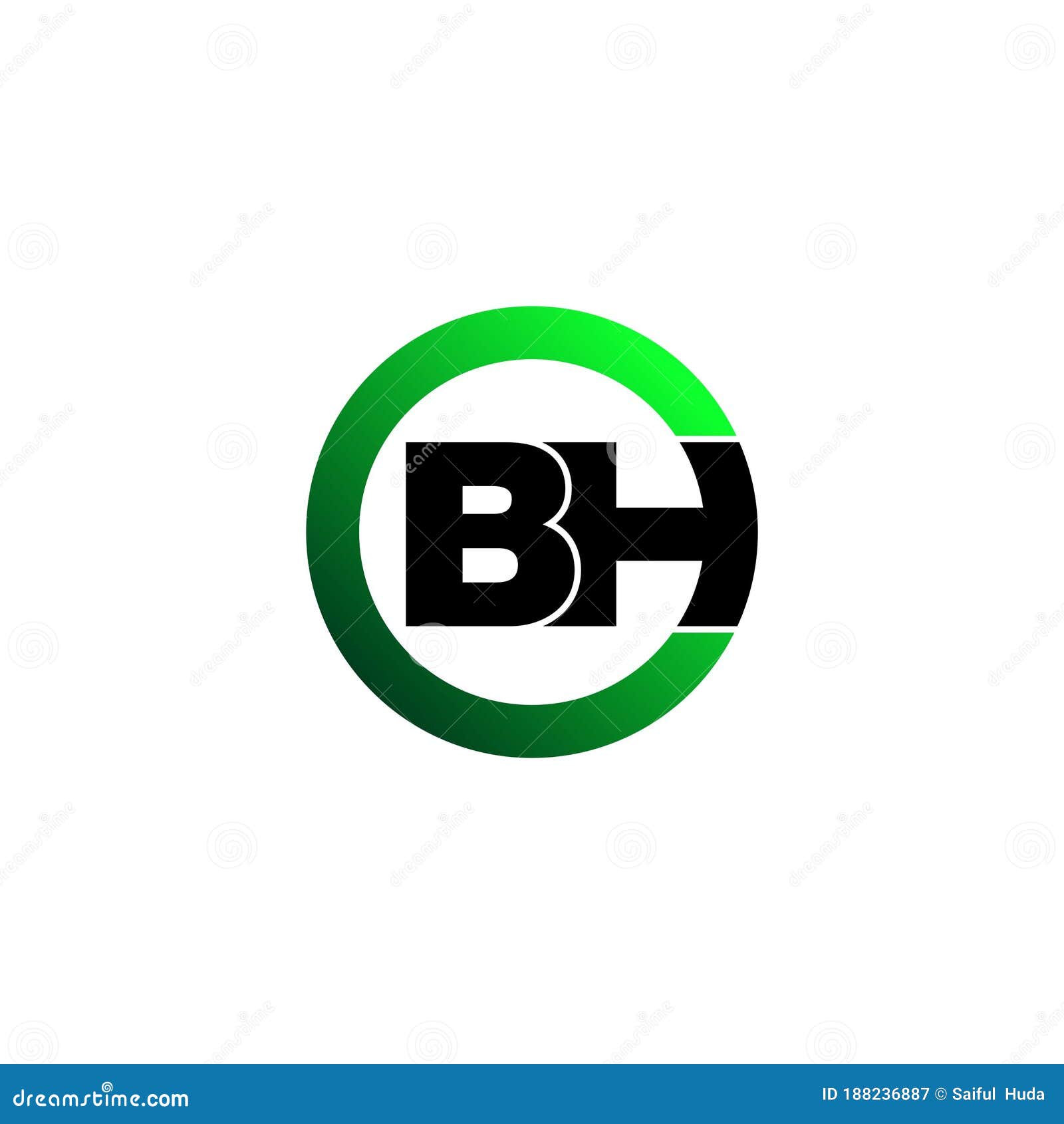 Letter BH Circle Monogram Logo Icon Design Vector. Stock Vector ...