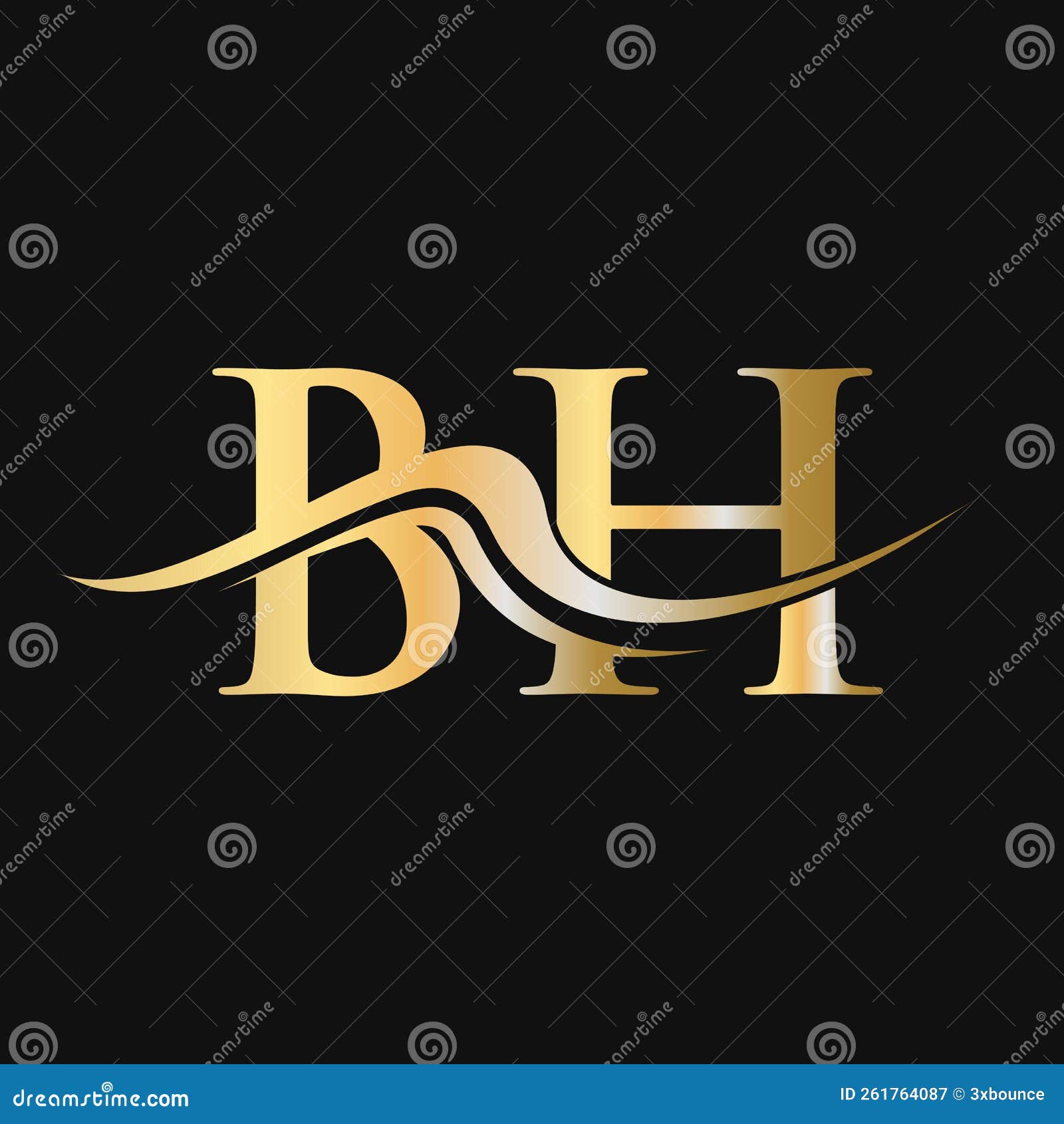 Letter BH Logo Design. Initial BH Logotype Template Stock Vector ...