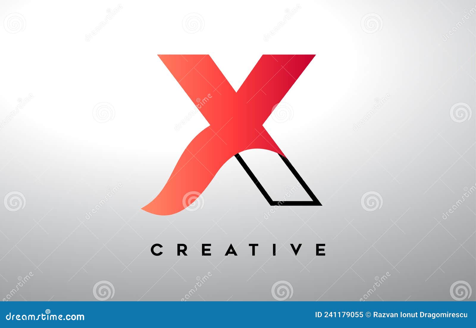 Letter X with Black Outline and Red Gradient Colors. Creative Modern ...