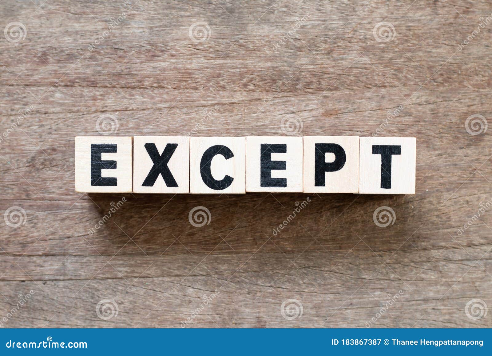 Letter Block in Word Except on Wood Background Stock Image - Image of ...