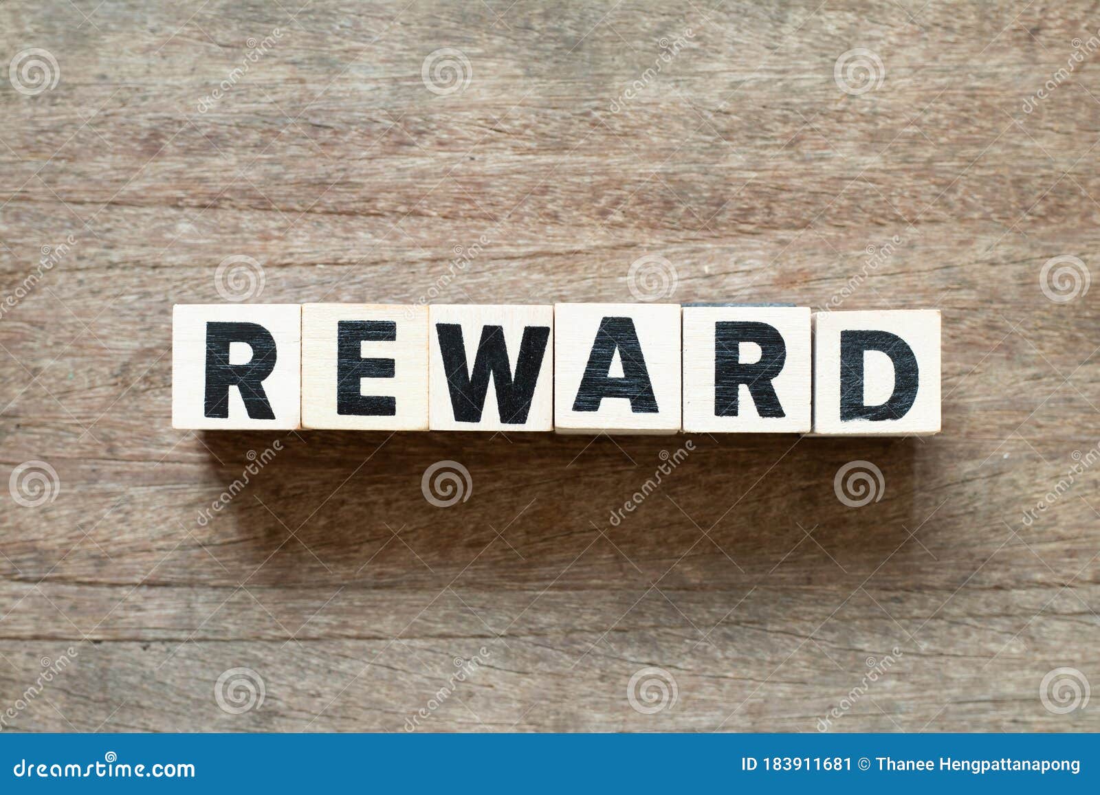 Letter Block in Word Reward on Wood Background Stock Image - Image of ...