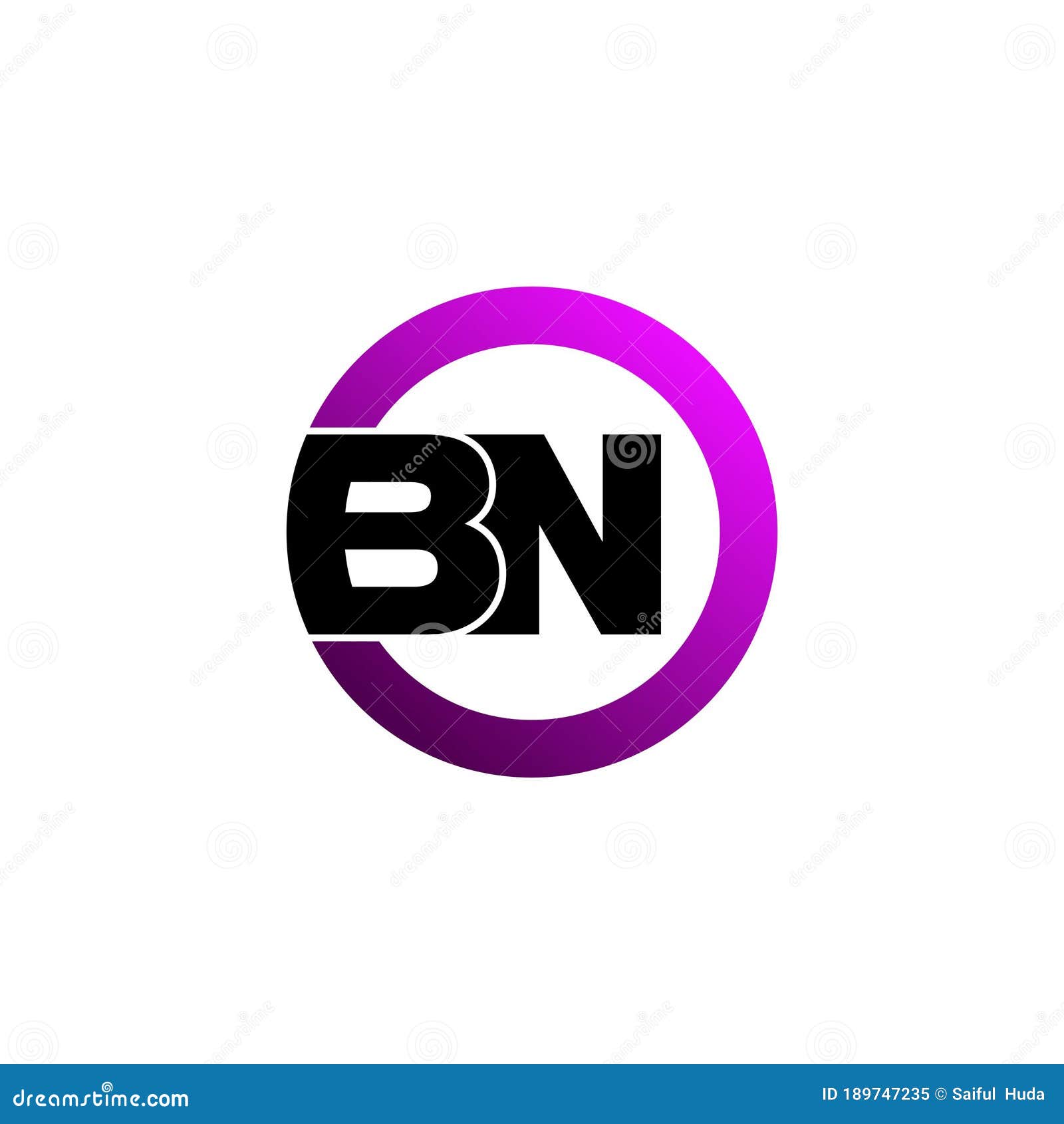 Letter BN Circle Monogram Logo Icon Design Vector. Stock Vector ...