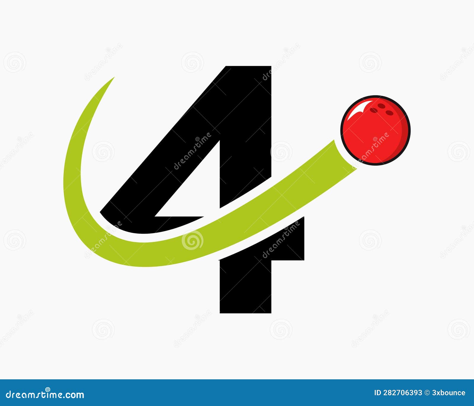 Letter 4 Bowling Logo. Bowling Ball Symbol with Moving Ball Icon Stock ...