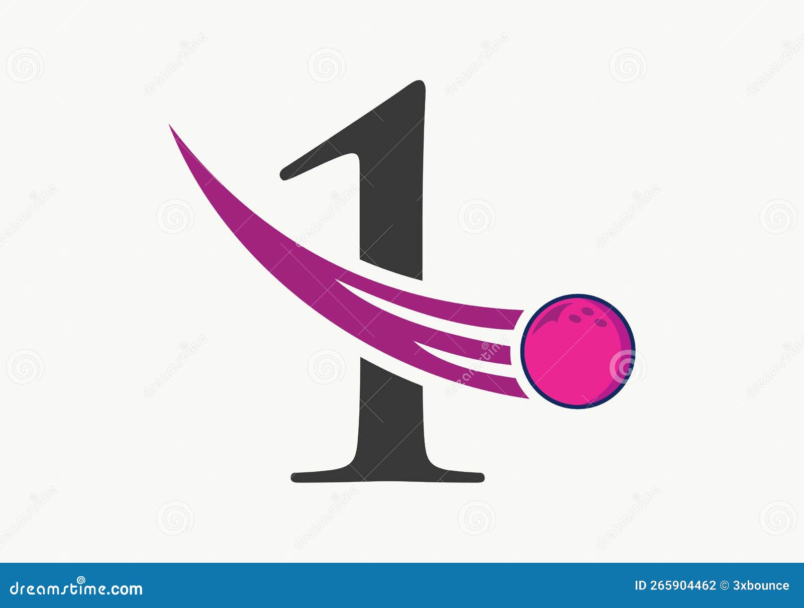 Letter 1 Bowling Logo. Bowling Ball Symbol with Moving Ball Vector ...