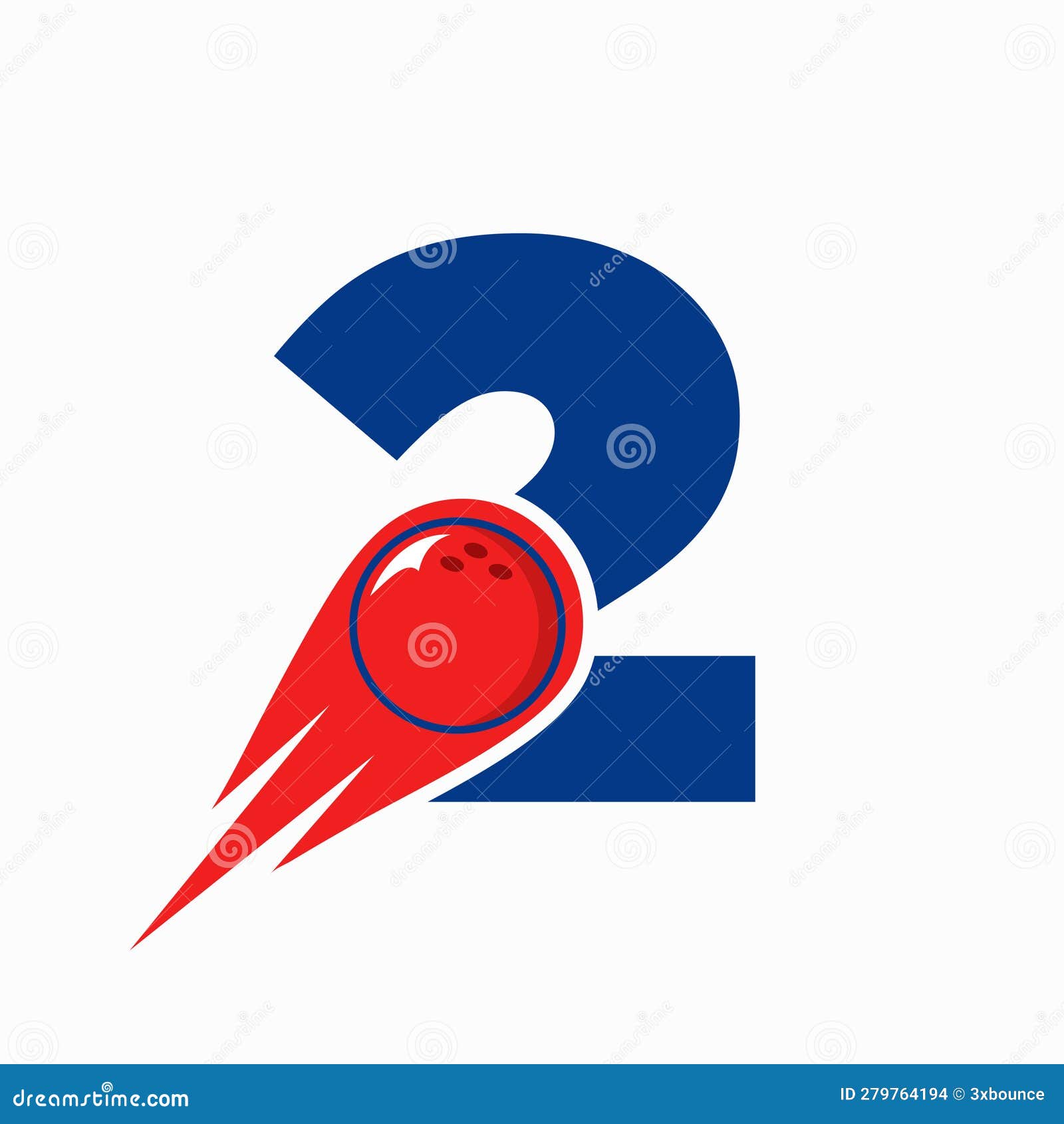 Letter 2 Bowling Logo. Bowling Ball Symbol with Red Moving Ball Icon ...
