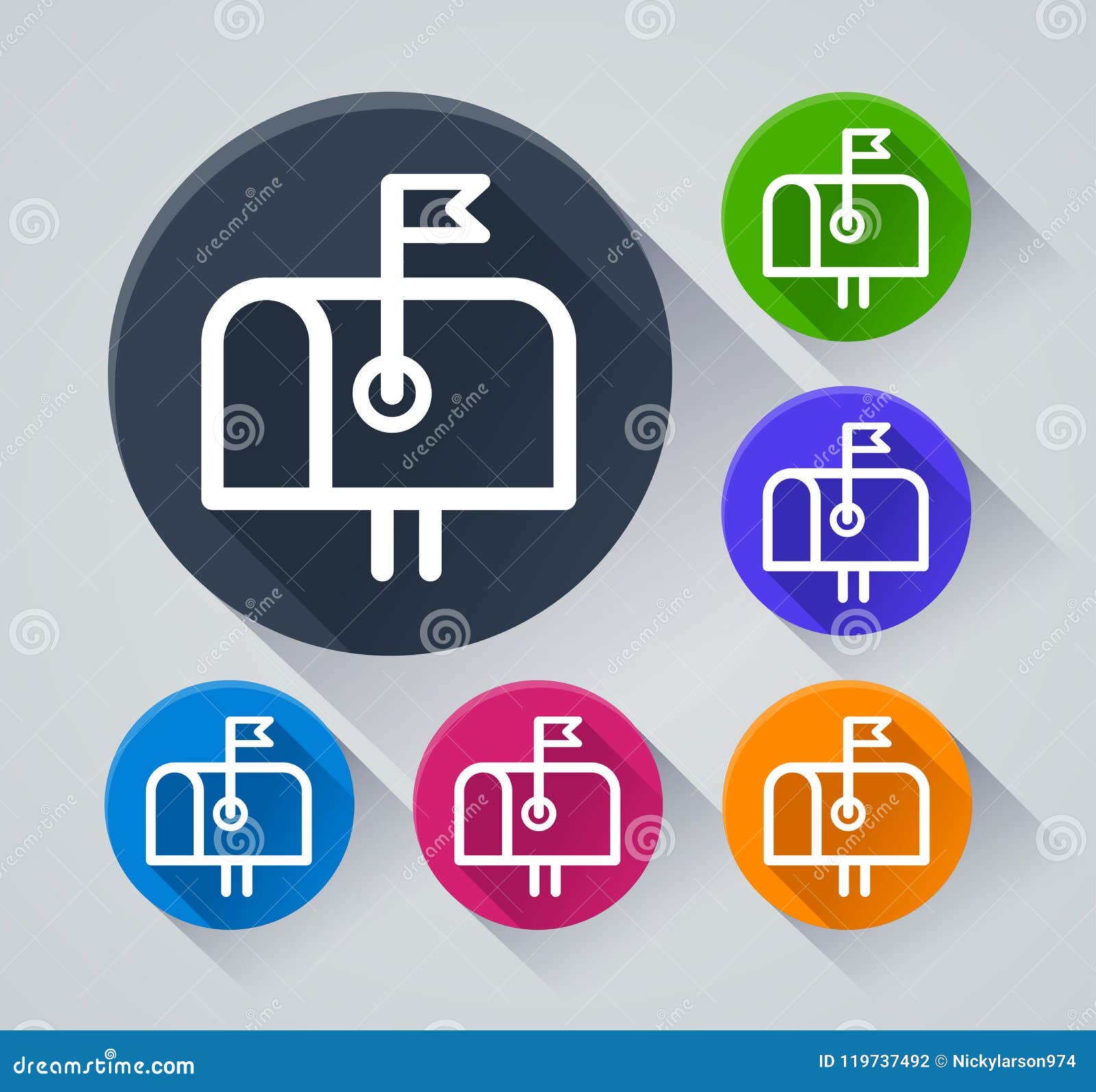 Letter Box Icons with Shadow Stock Vector - Illustration of flat ...