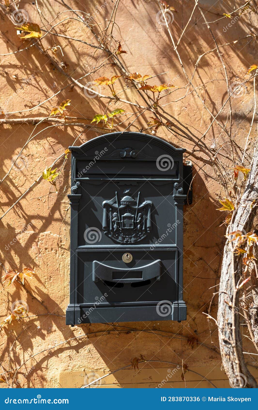 Black Letter Box Vintage Design Hanging on Wall in Rome Stock Photo ...