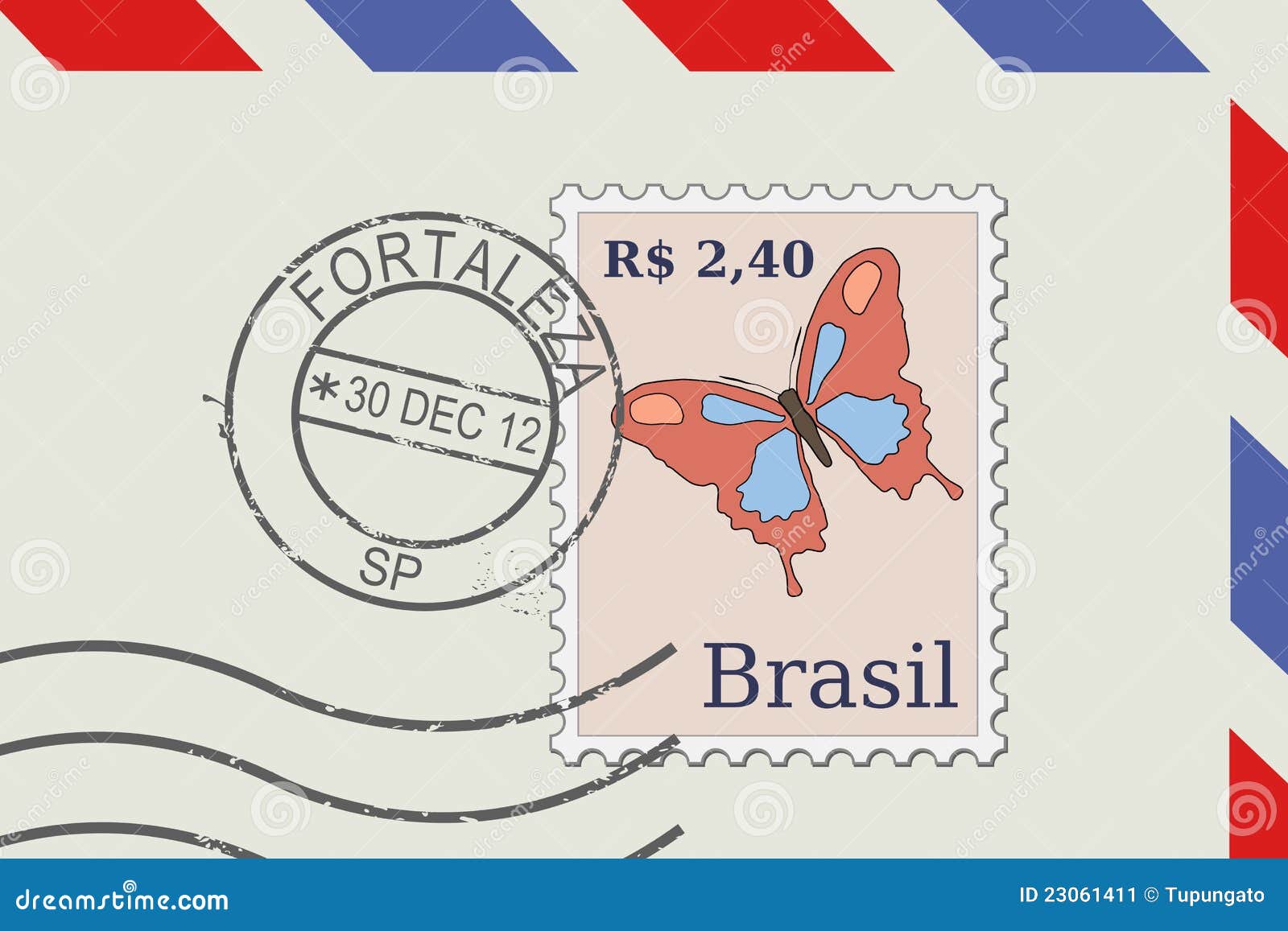 Letter from Brazil stock vector. Illustration of stamp - 23061411