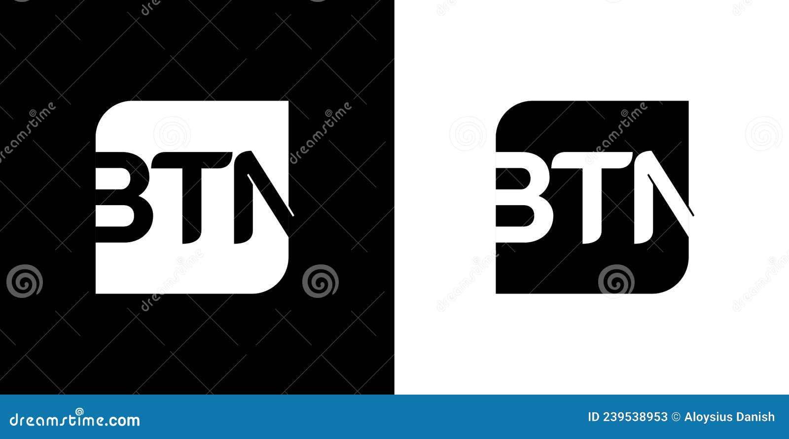 Letter BTN Logo. on Black and White Color Stock Vector - Illustration ...