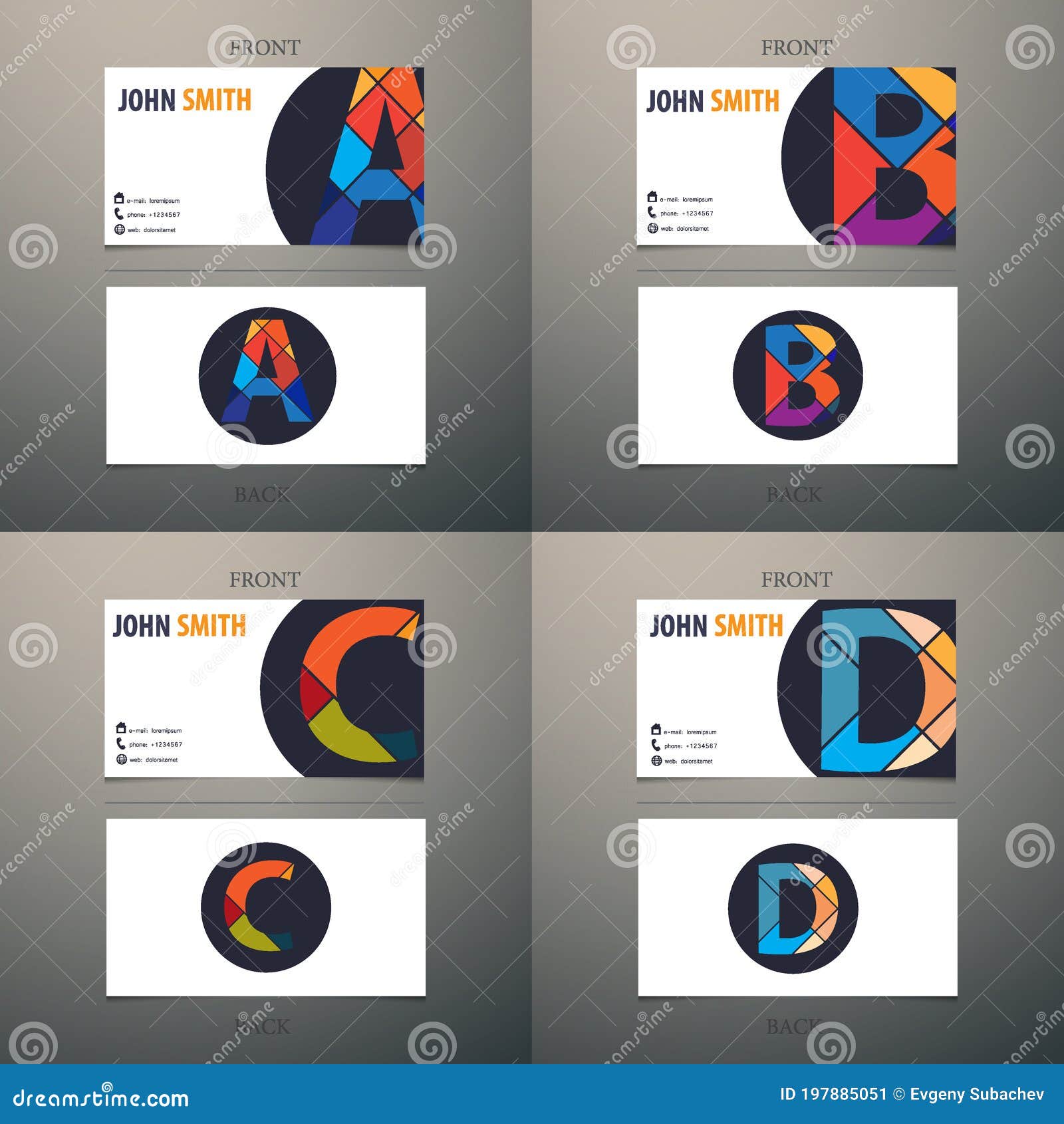 Letter Business Card Design Templates Stock Vector - Illustration of ...