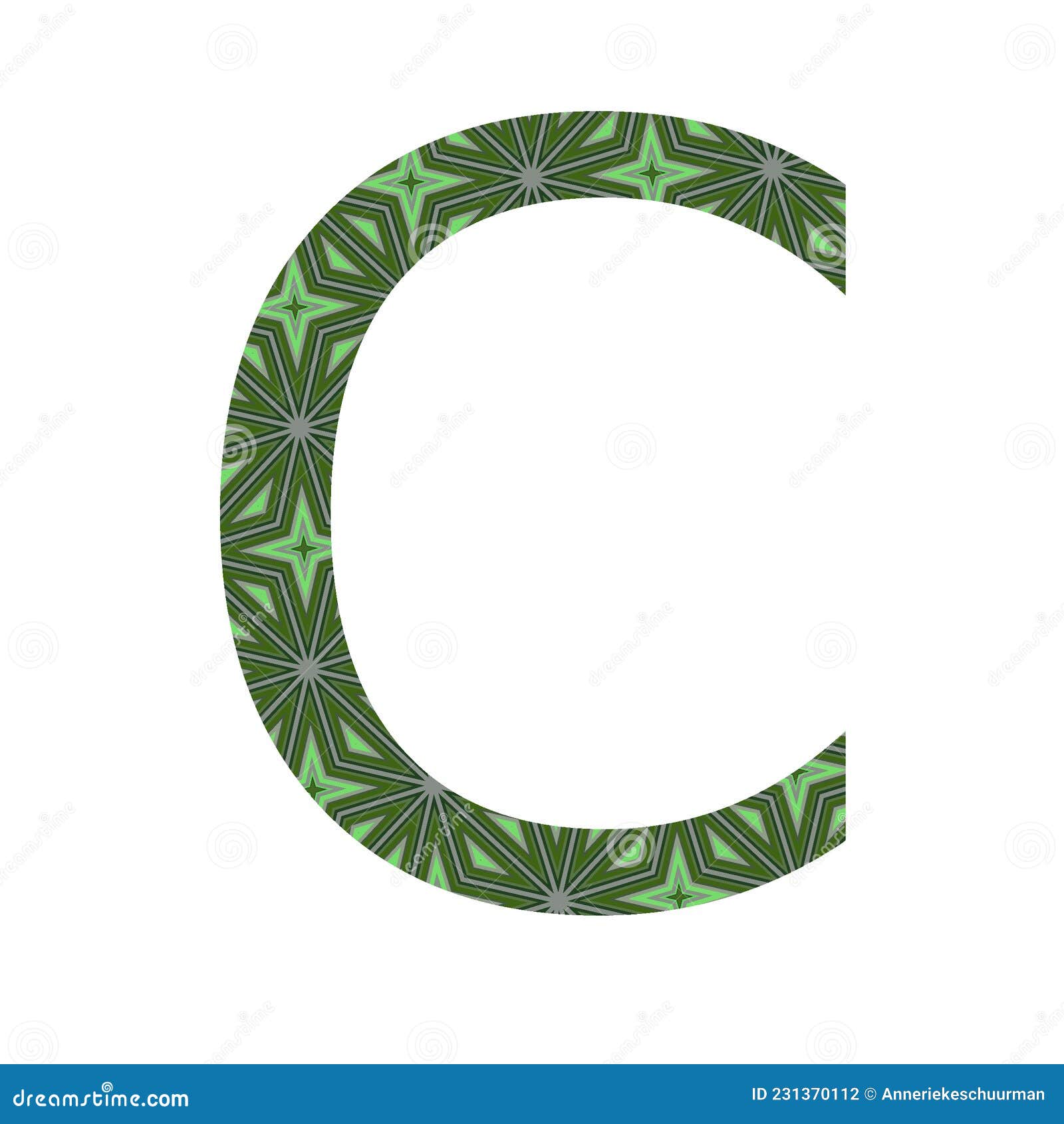 Letter C of the Alphabet Made with a Pattern of Green Stars Stock ...