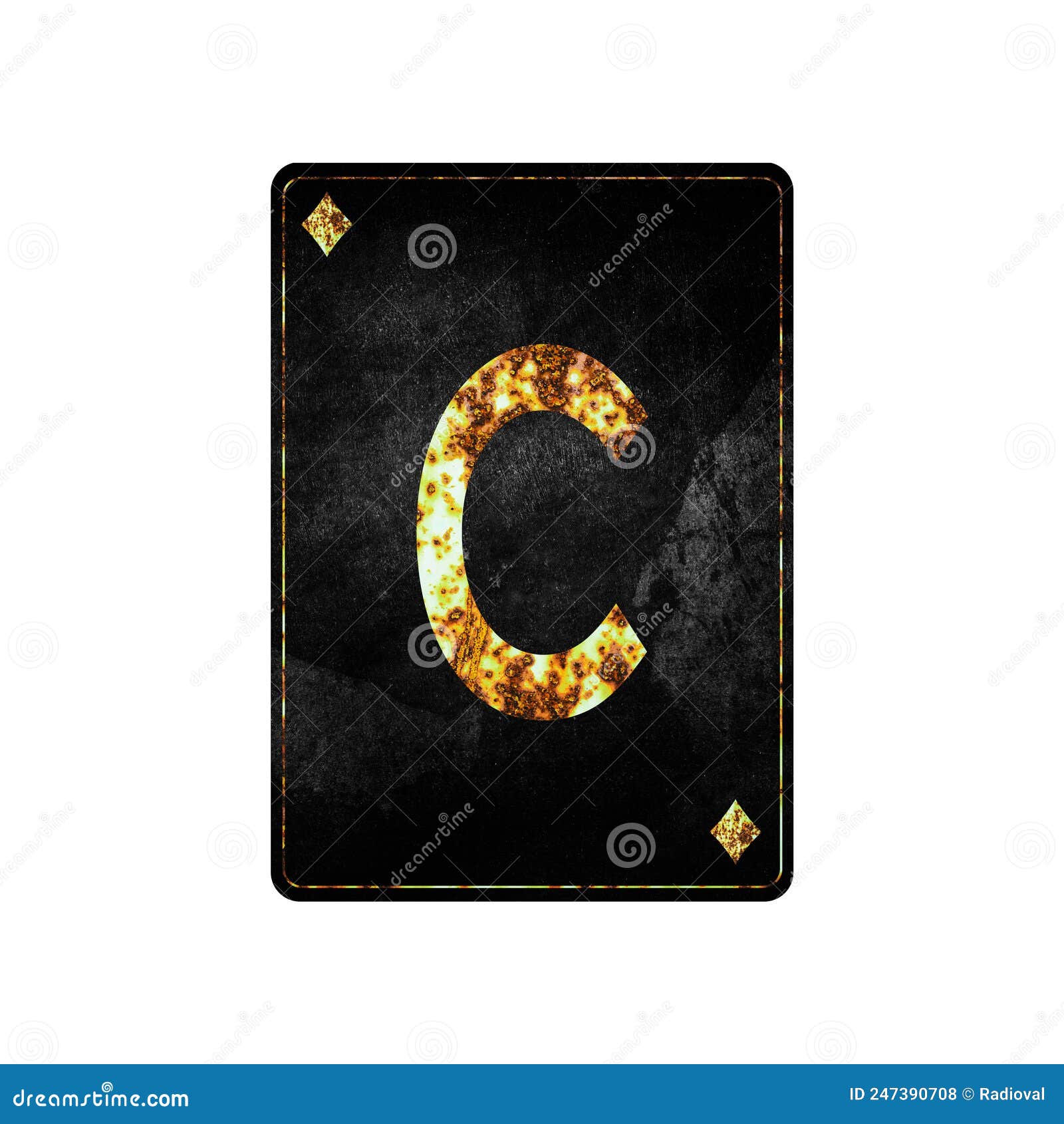 Letter C. Alphabet on Vintage Playing Cards Stock Illustration ...