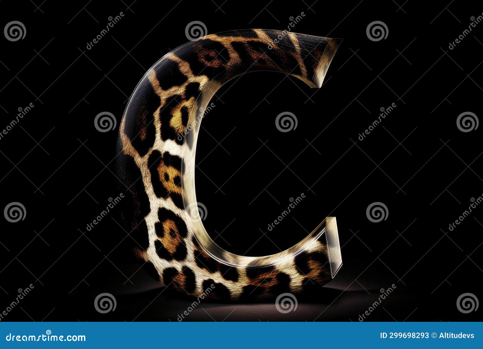 Letter C, Animal Print Style, on Black Background Stock Image - Image ...