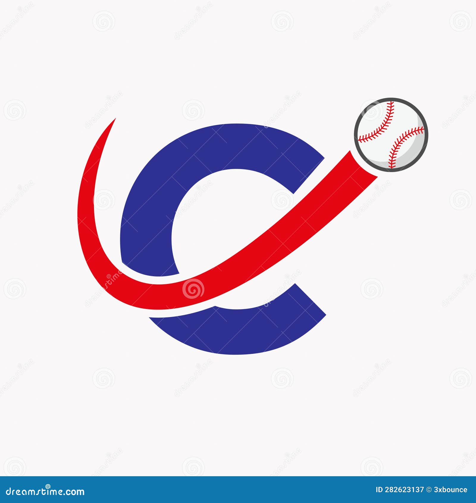 Letter C Baseball Logo Concept with Moving Baseball Icon Vector ...