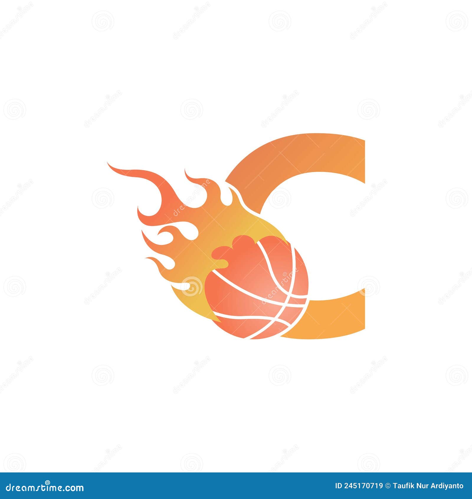 Letter C with Basketball Ball on Fire Illustration Stock Vector ...