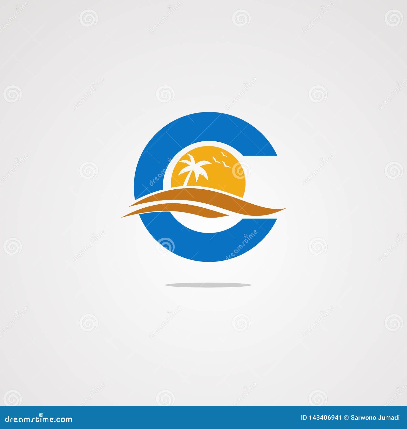 Letter C Beach Logo Vector Concept, Icon, Element, and Template for ...