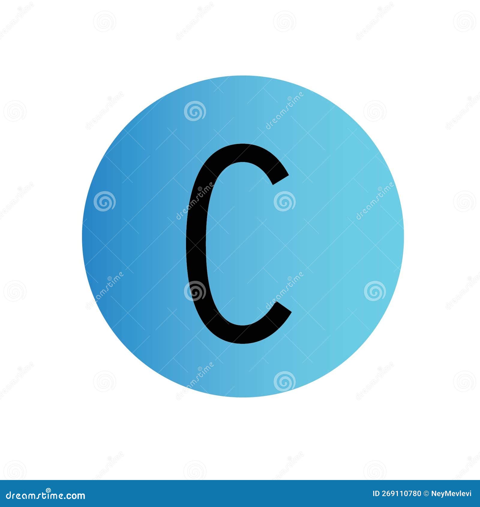 The Letter C in a Blue Gradation Circle. Stock Illustration ...