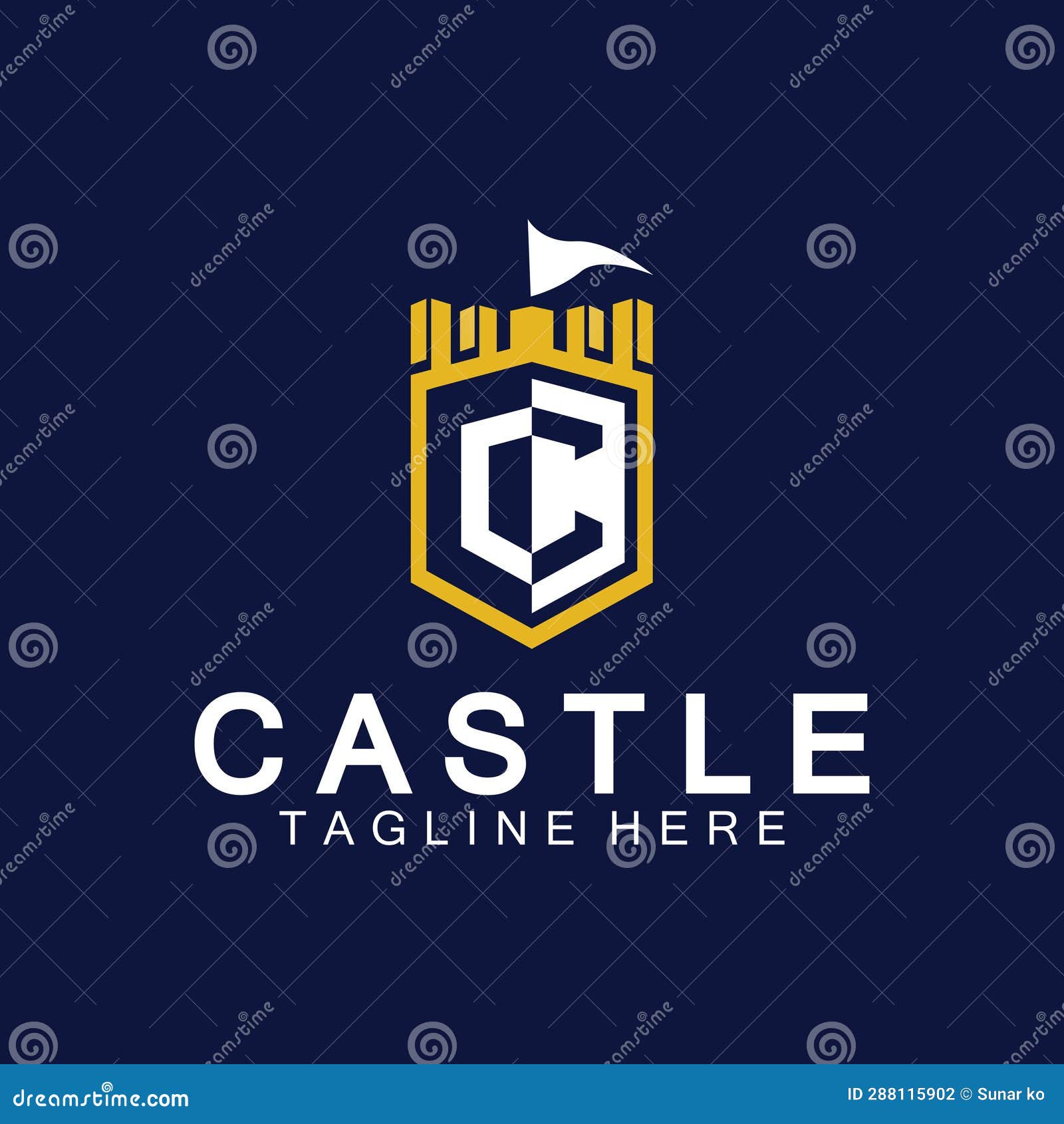 Letter C Castle Logo Icon Design Template Stock Vector - Illustration ...