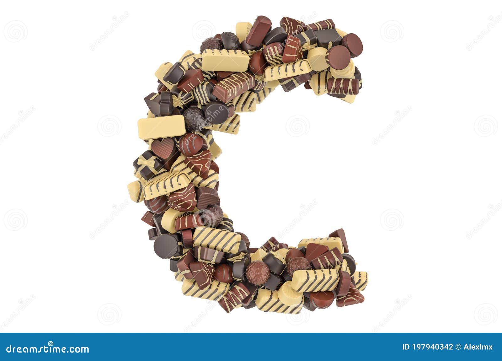 Letter C from Chocolate Candies. 3D Rendering Stock Illustration ...