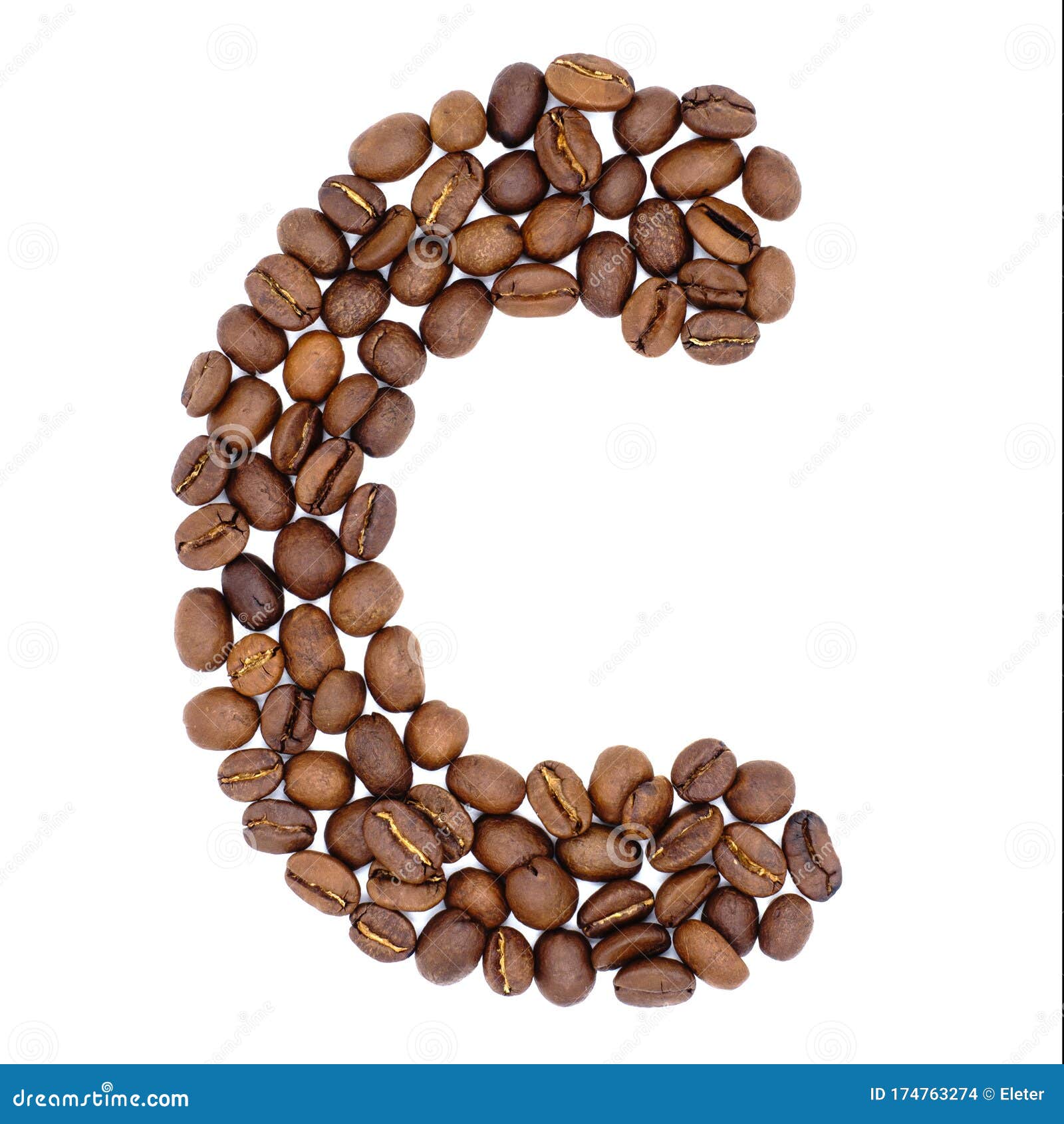 Letter C from Coffee Alphabet Isolated on White Stock Photo - Image of ...