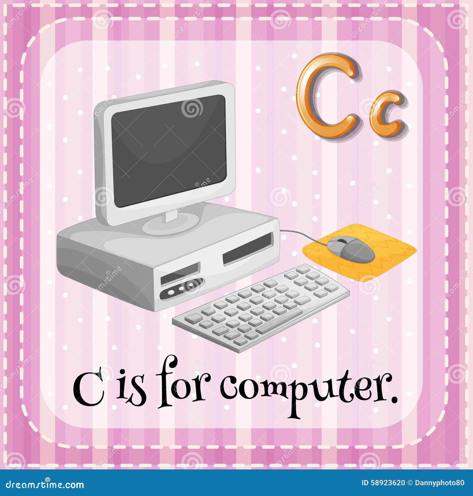 Letter C is for computer stock vector. Illustration of letter - 58923620