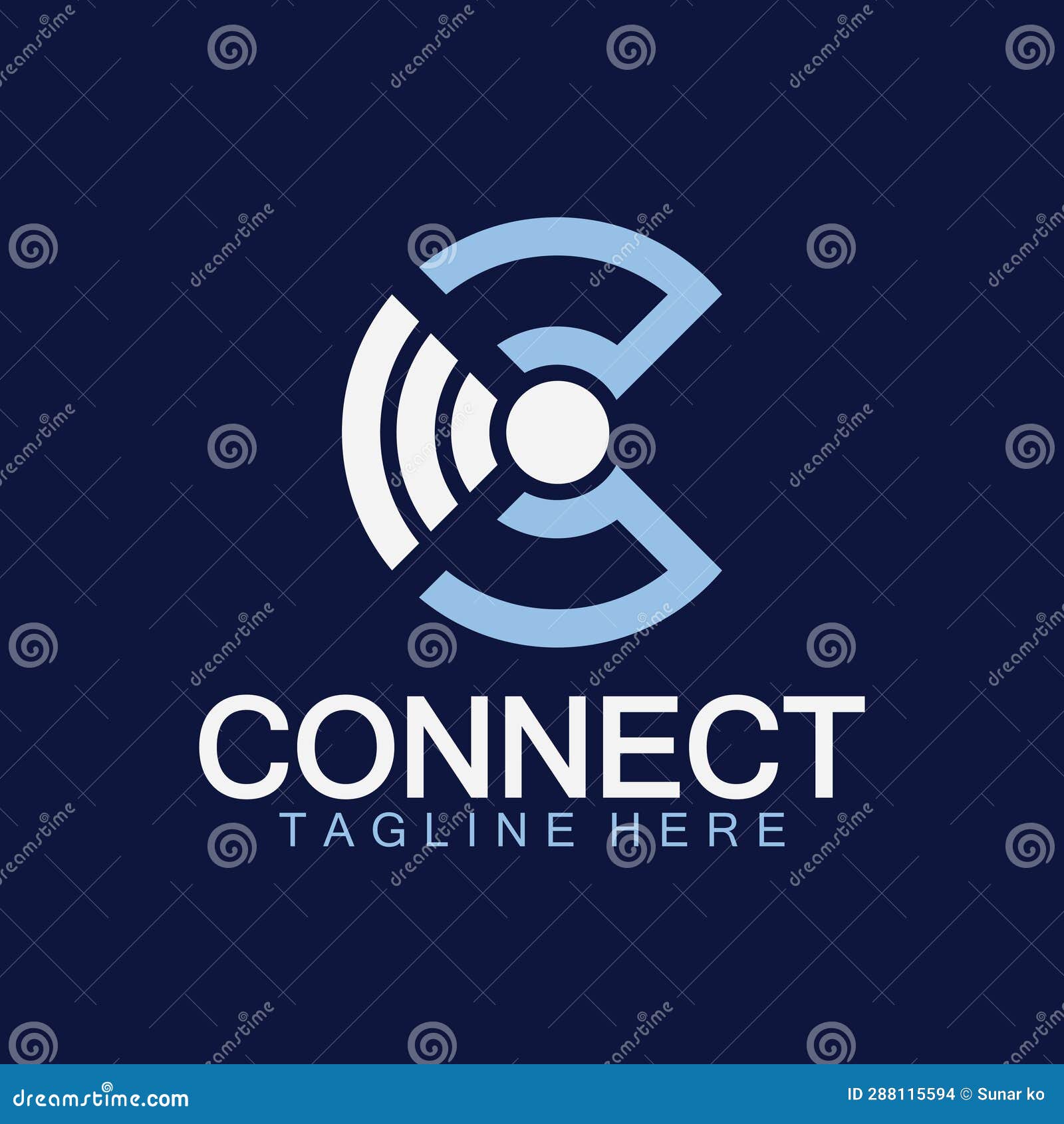 Letter C Connection Logo with Signal Design Vector Illustration Stock ...